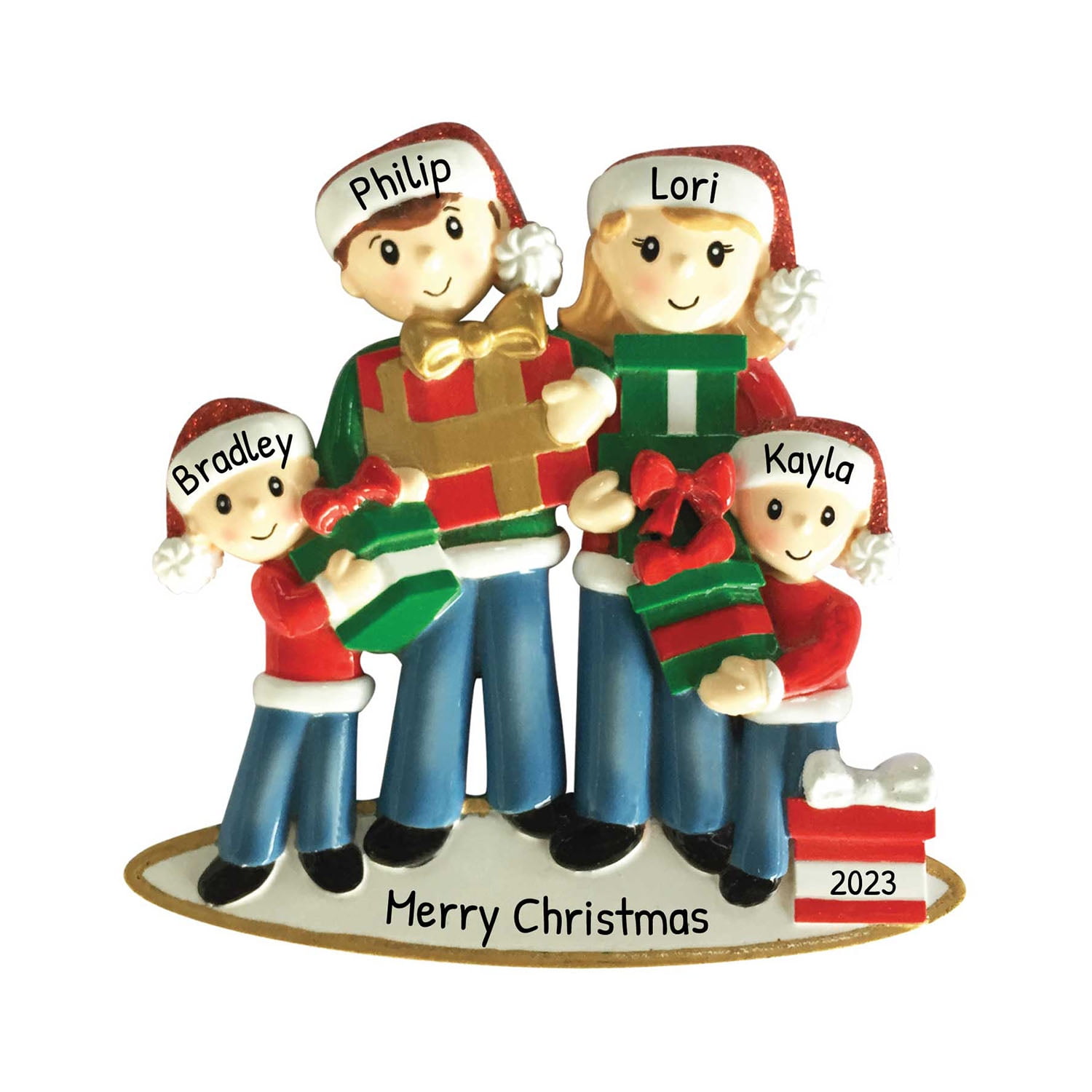 Personalized Family Christmas Ornaments 2024 - Family of 4 with ...