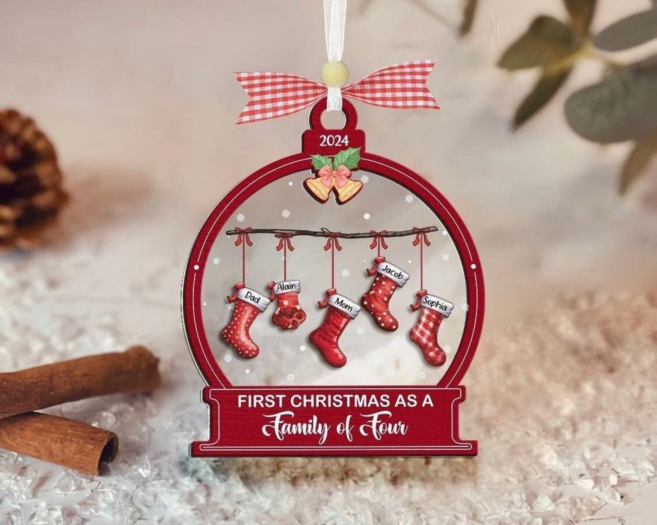 Personalized Family of Four Christmas Ornament, Custom Family Stocking ...