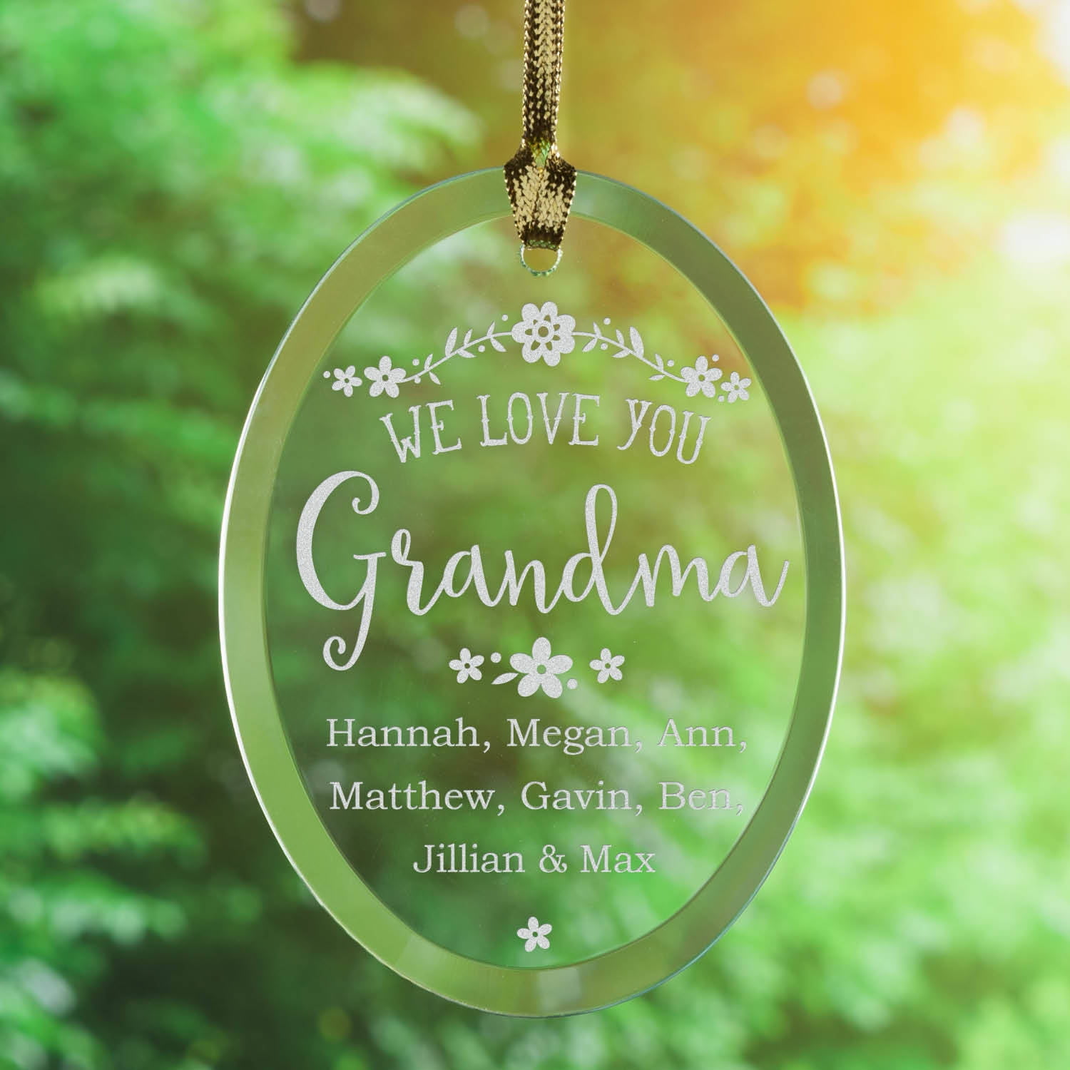 ONLINE Personalized Family Glass Sun Catcher with Gold Ribbon for ...