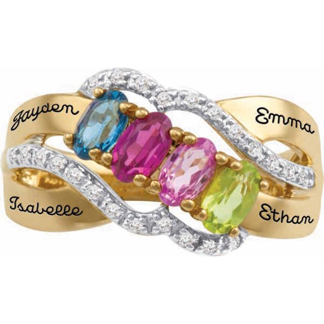 Personalized Family JewelryáBirthstone Fondness Mother's Ring available in Sterling Silver, Gold ...