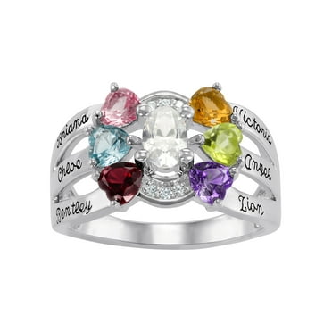 Keepsake Personalized Family Jewelry Birthstone Women's Asta Ring in Sterling Silver, 10K Gold ...