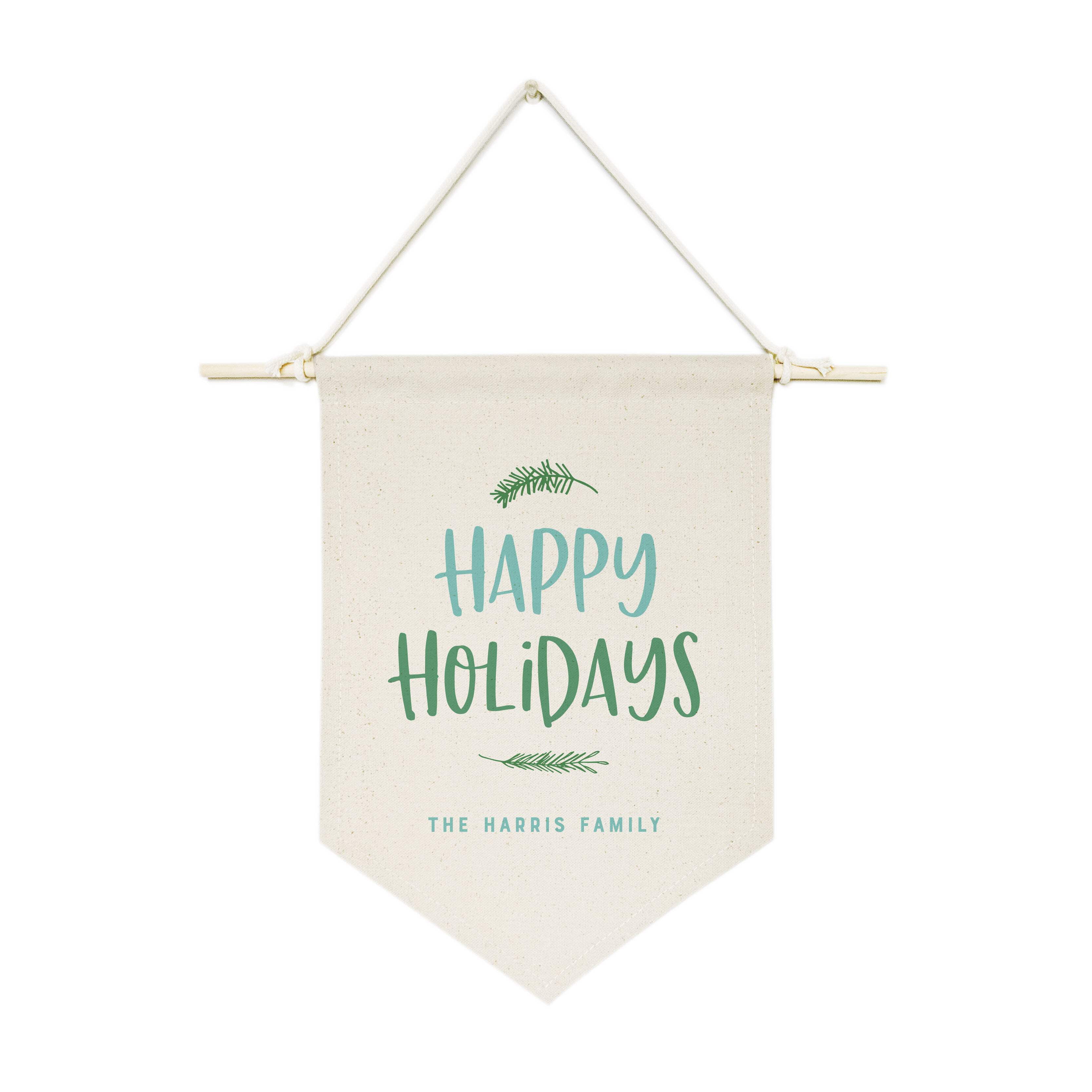 Personalized Family Last Name Happy Holidays Hanging Wall Banner ...