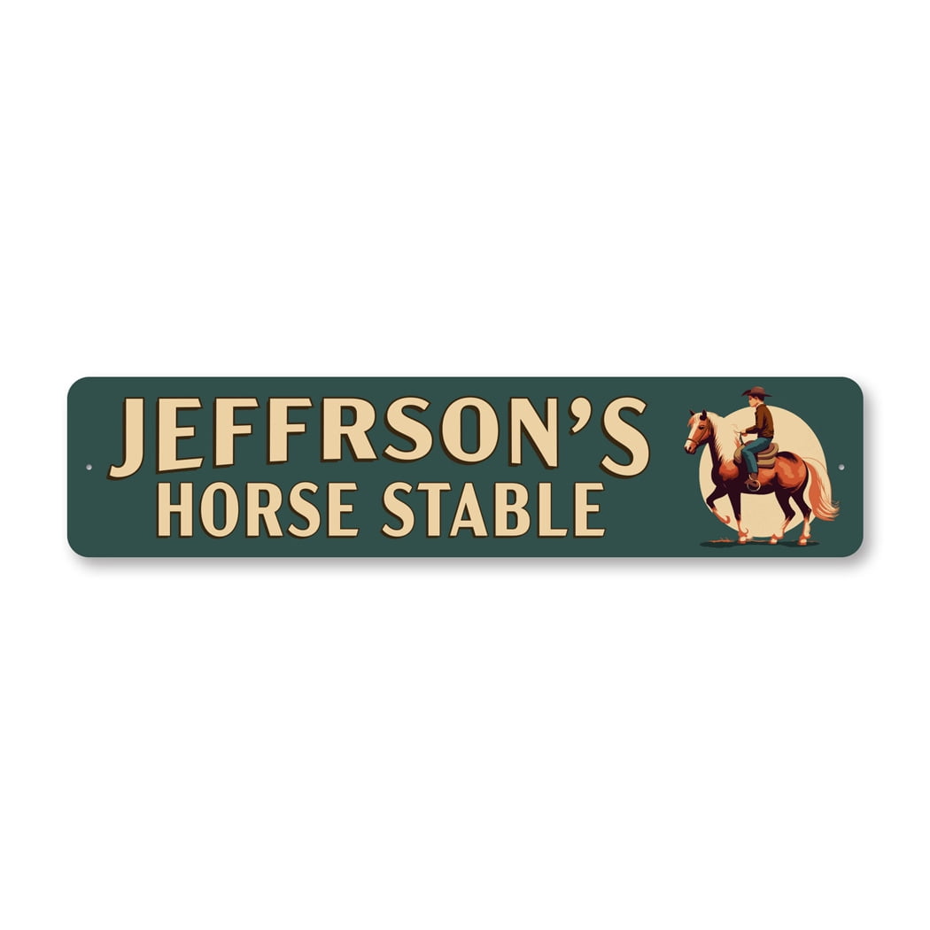 Personalized Family Name Horse Stable Aluminum Metal Decor Sign - 4x18 ...