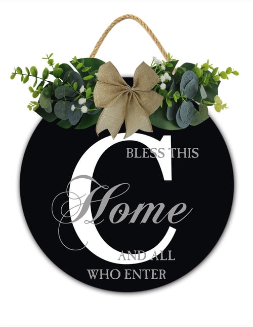 Personalized Family Name Sign with Letter C Last Name Wreaths for Front ...