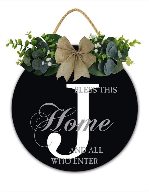 Personalized Family Name Sign with Letter J Last Name Wreaths for Front ...