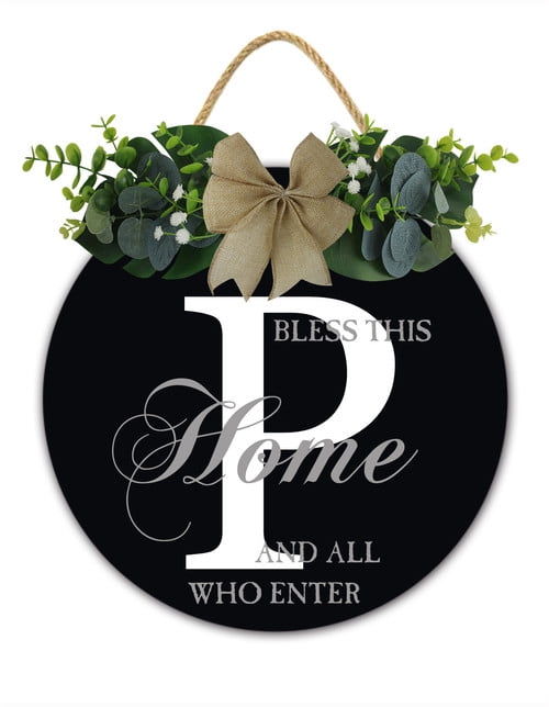 Personalized Family Name Sign with Letter P Last Name Wreaths for Front ...