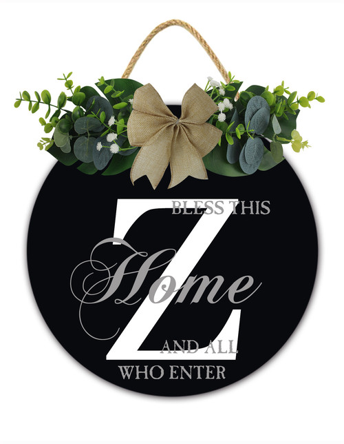 Personalized Family Name Sign with Letter Z Last Name Wreaths for Front ...