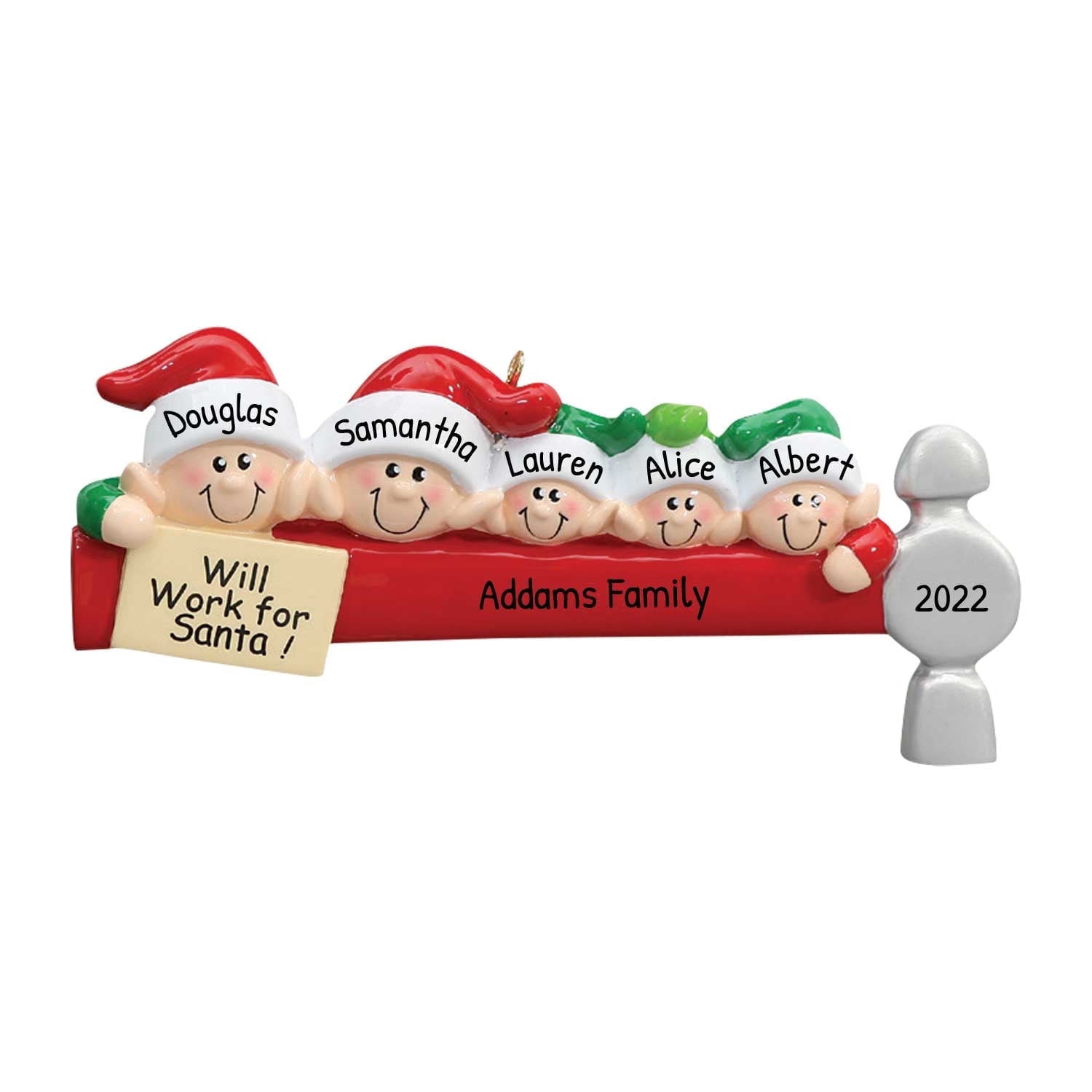 Personalized Family Ornament 2024 - Elf Ornaments Family of 5 Elf ...