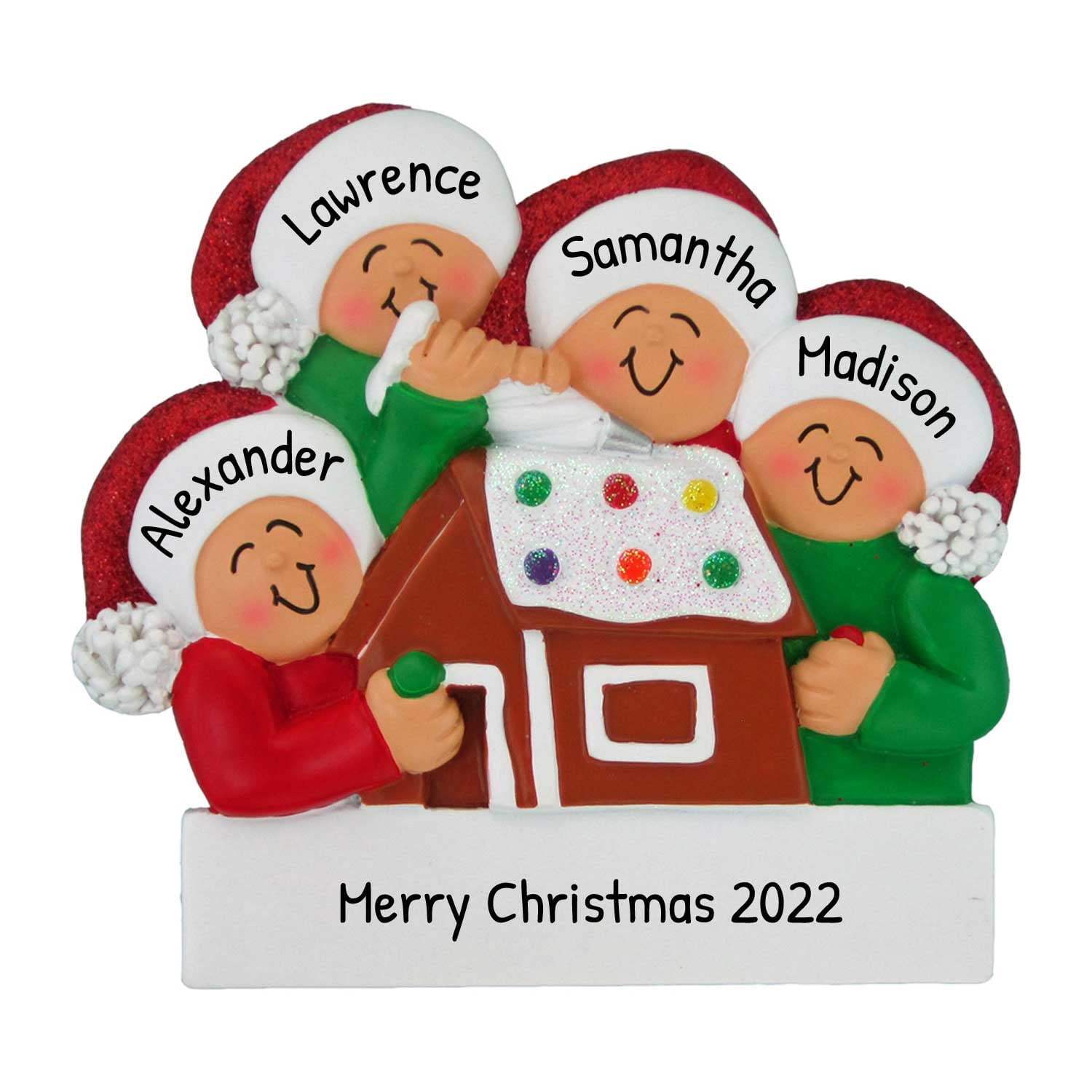 Personalized Family Ornaments 2024 - Family of 4 Gingerbread House ...
