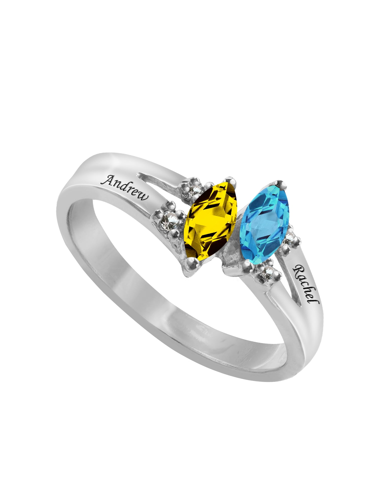 Personalized Family Ring with Up to Two Birthstones - Walmart.com
