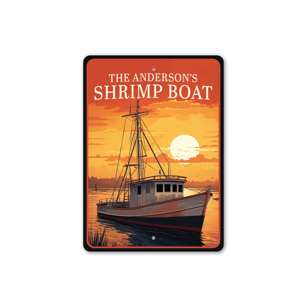 Personalized Family Shrimp Boat Aluminum Metal Decor Sign - 4x18 inches ...