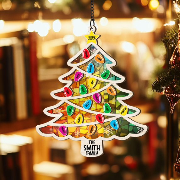 Personalized Family Tree Acrylic & Wood Suncatcher Ornament, Custom ...