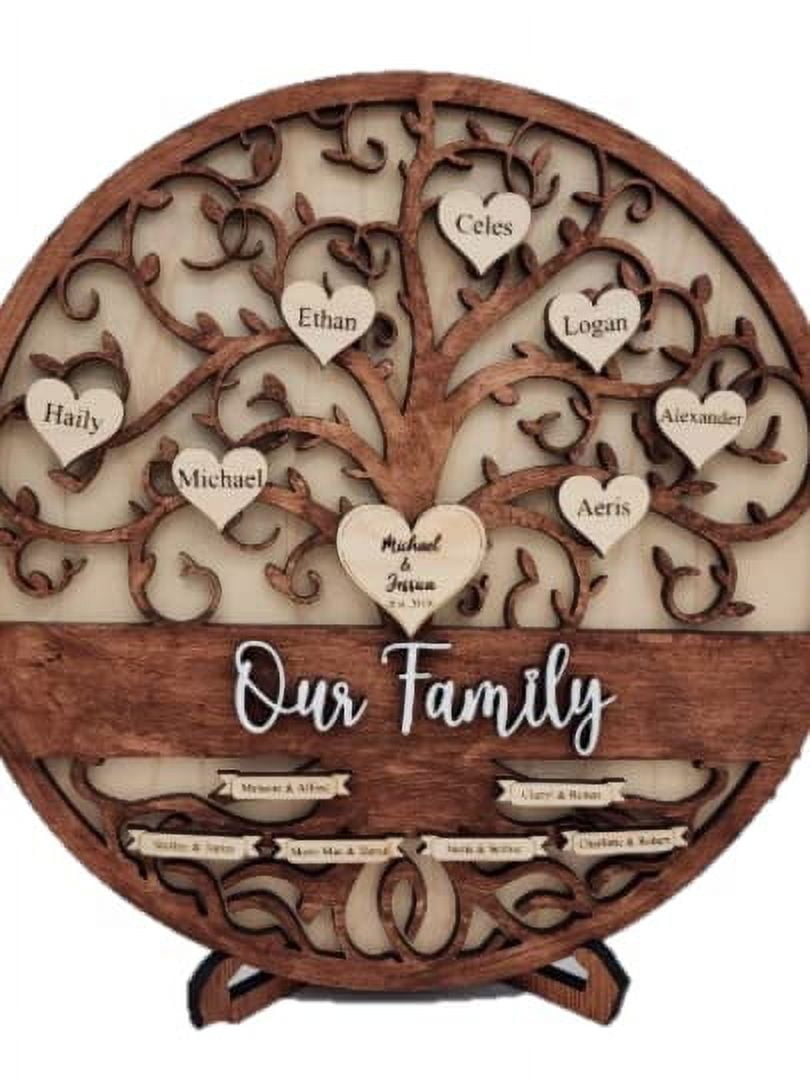 Personalized Family Tree Plaque Gift, Wood Family Tree Sign 9.5" Tree ...