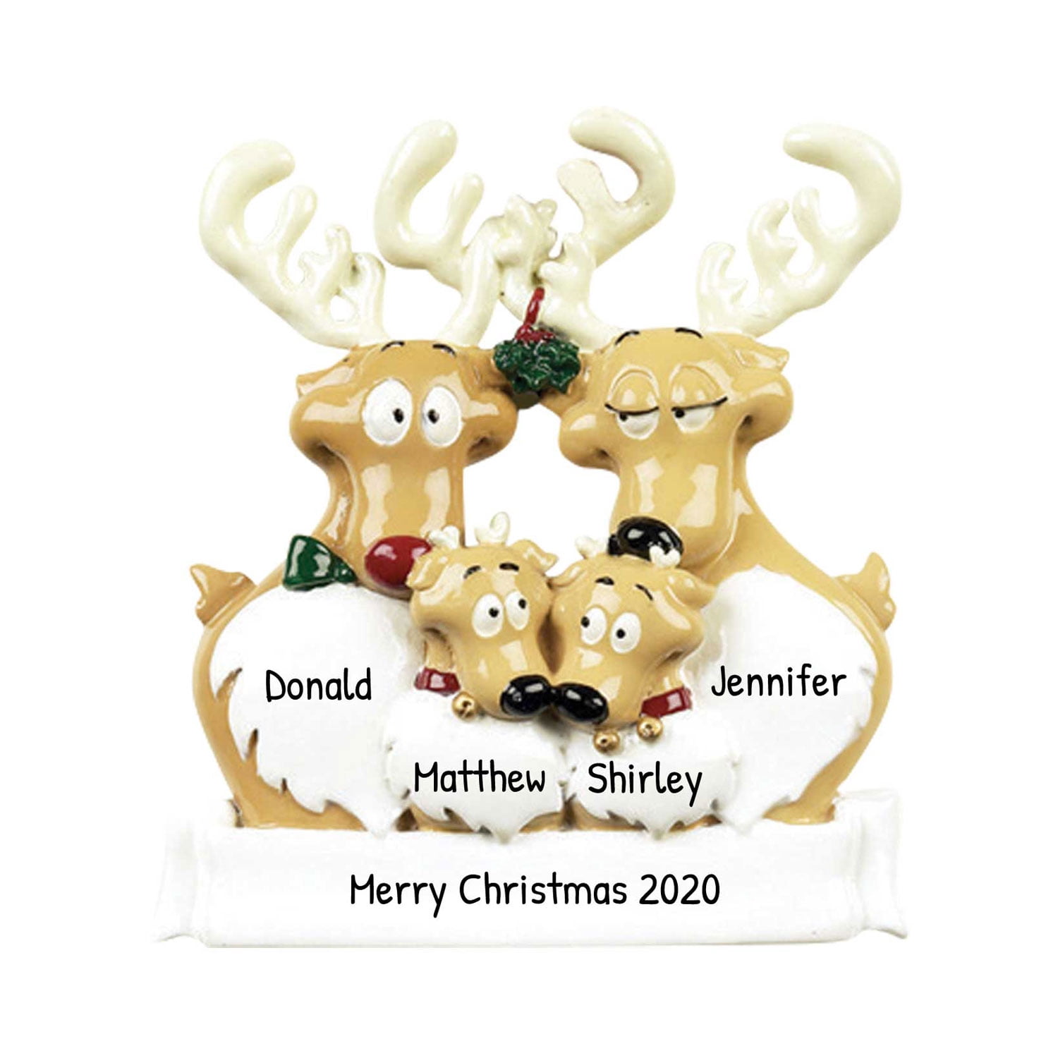 Personalized Family of 4 Christmas Ornament 2024 - Reindeer Family ...