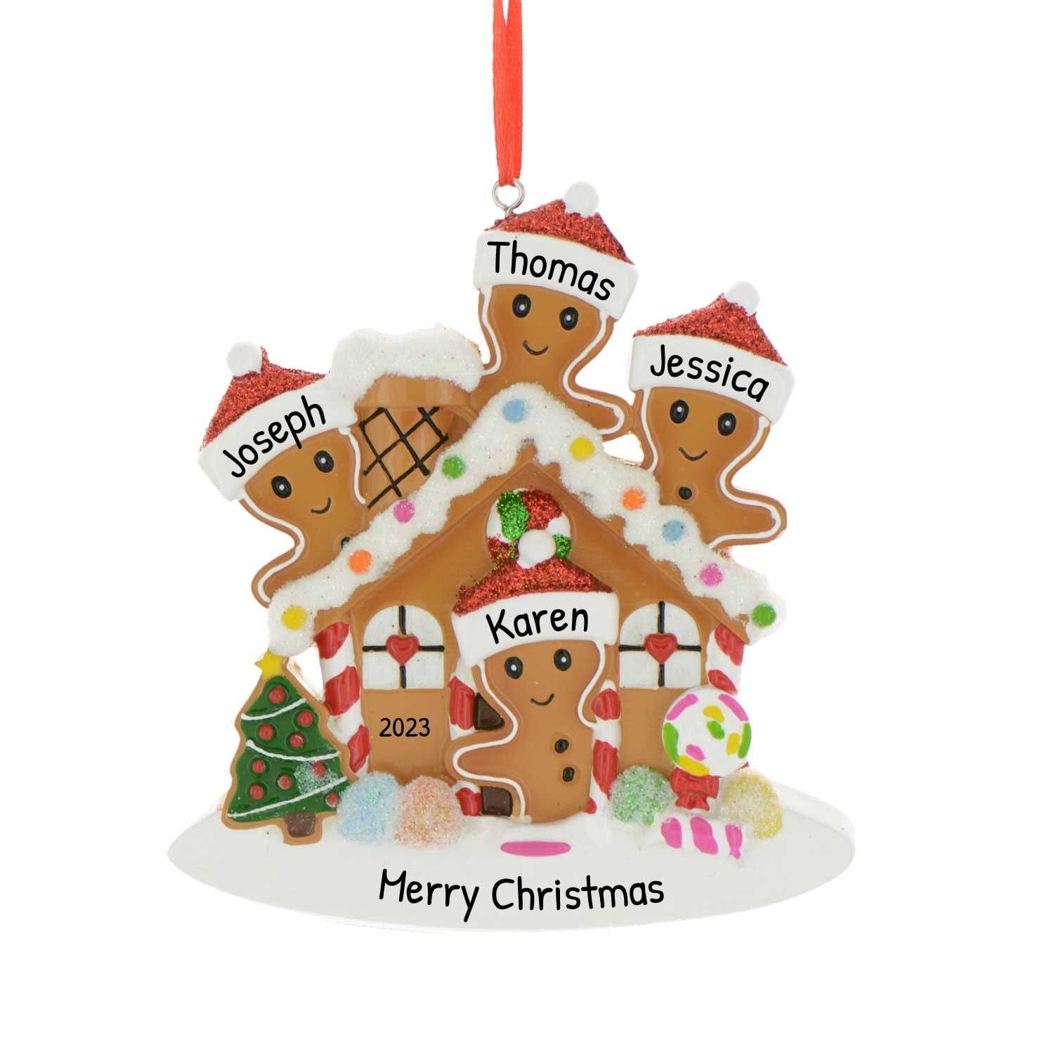 Personalized Family of 4 Gingerbread House Ornament 2024 1 Count ...