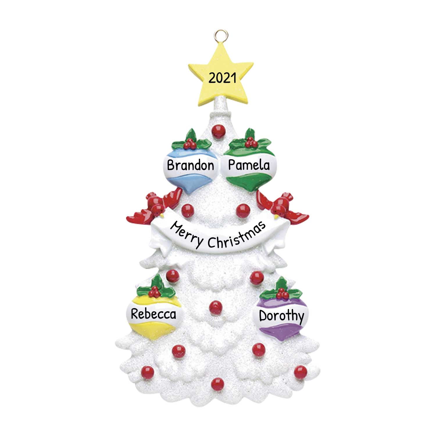 Personalized Family of 4 White Christmas Tree Ornament 2024 - Custom ...