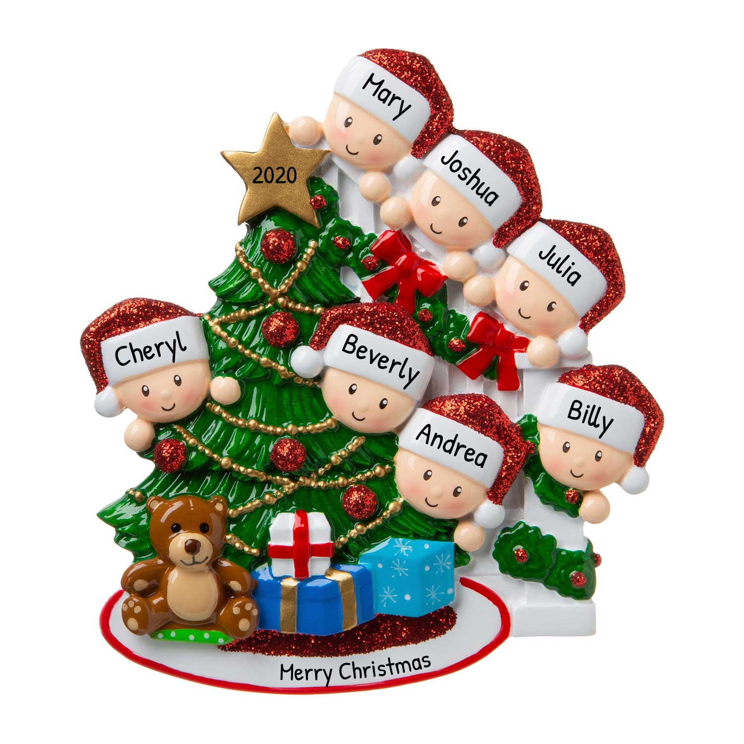 Personalized Family of 7 Christmas Ornament 2024 Family Peeking ...