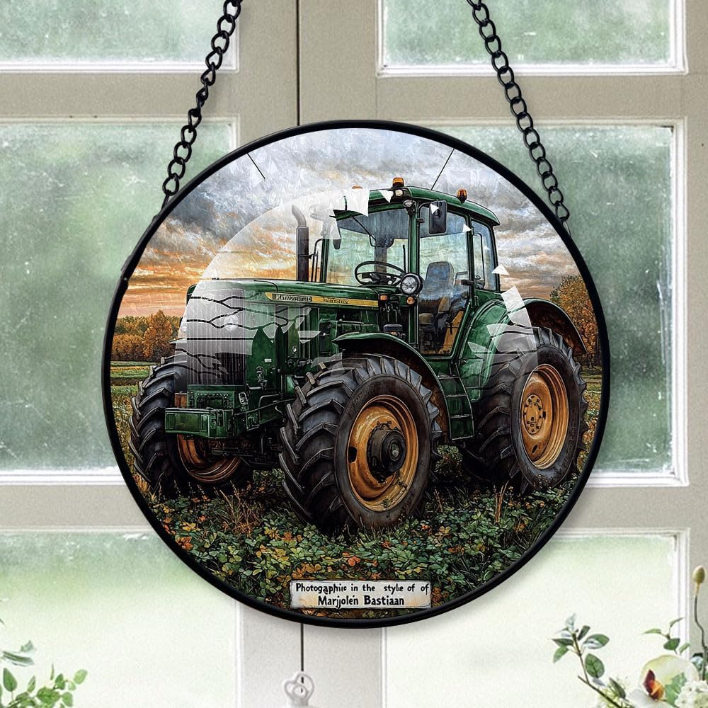 Personalized Farmhouse Tractor Suncatcher Stained Glass, Farmhouse ...
