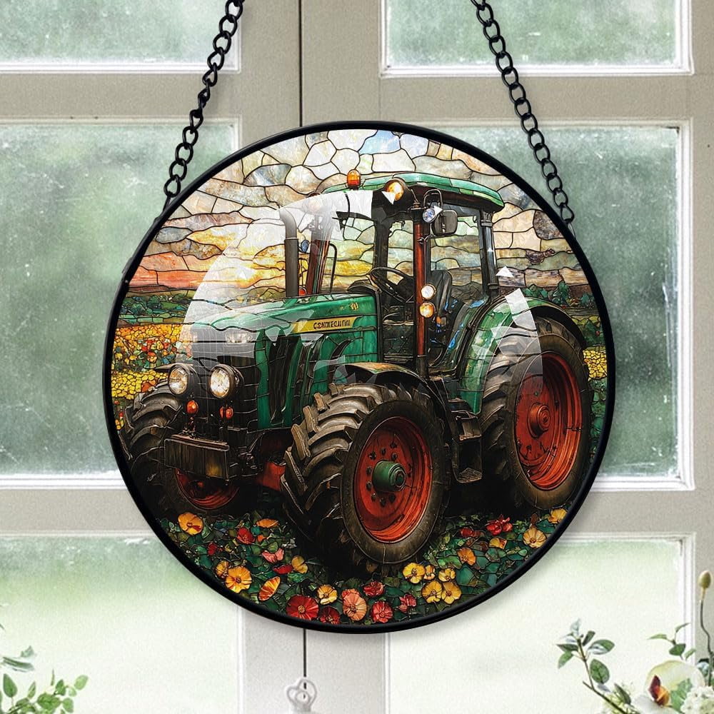 Personalized Farmhouse Tractor Suncatcher Stained Glass, Farmhouse ...