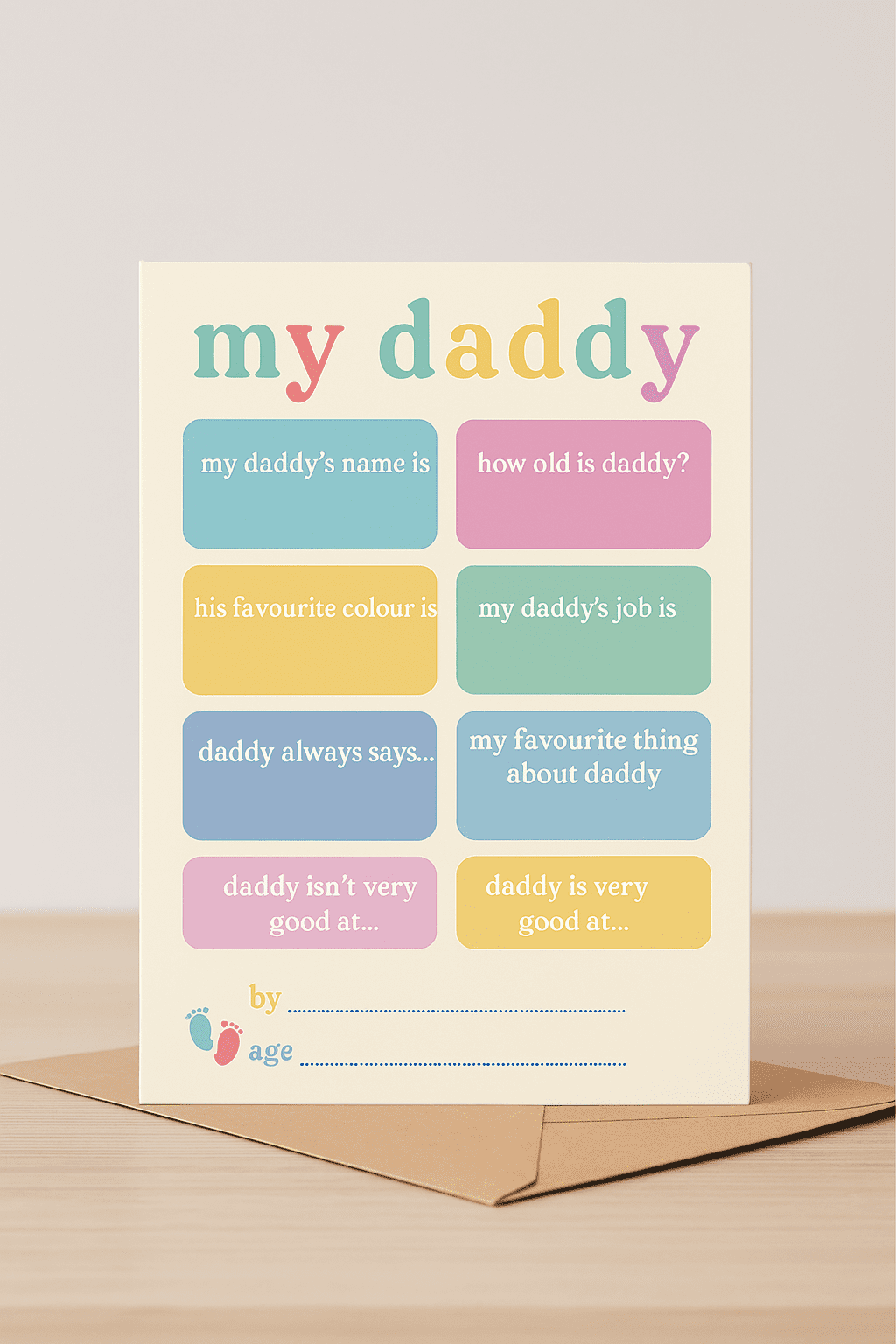 Personalized Father's Day Card - "My Daddy" Fill-in-the-Blank Card for Kids – Cute DIY Gift ...