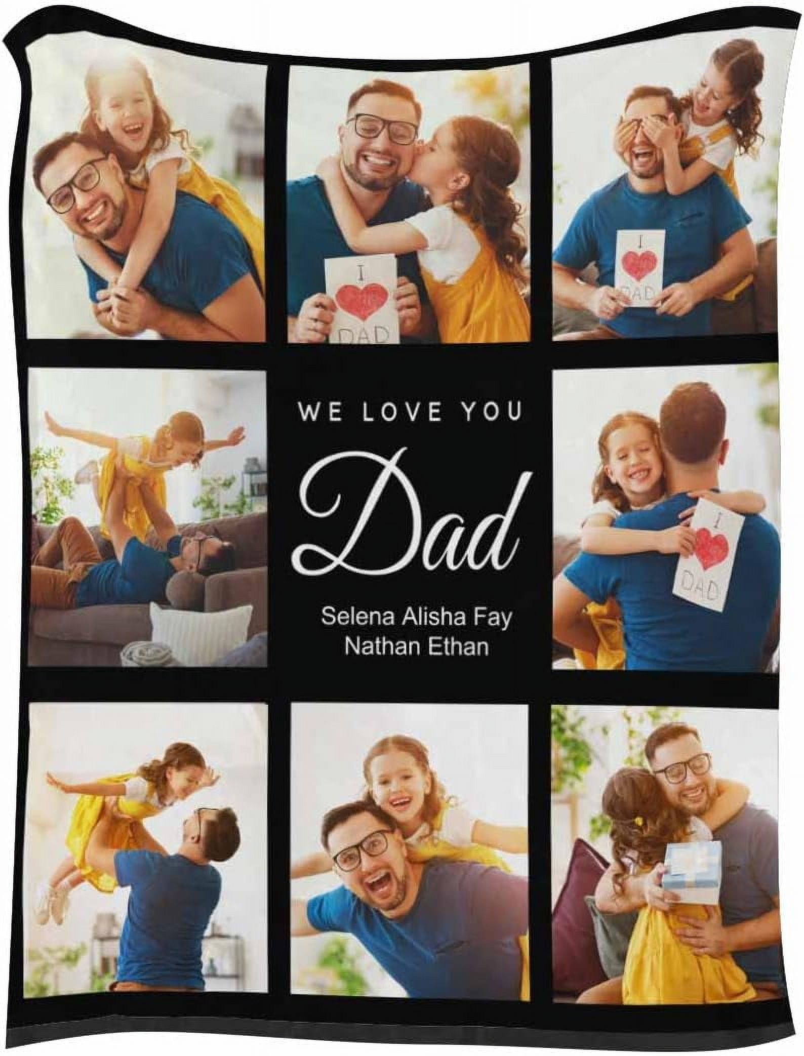 Personalized Father's Day Throw Blanket with Photo and Name Customized ...