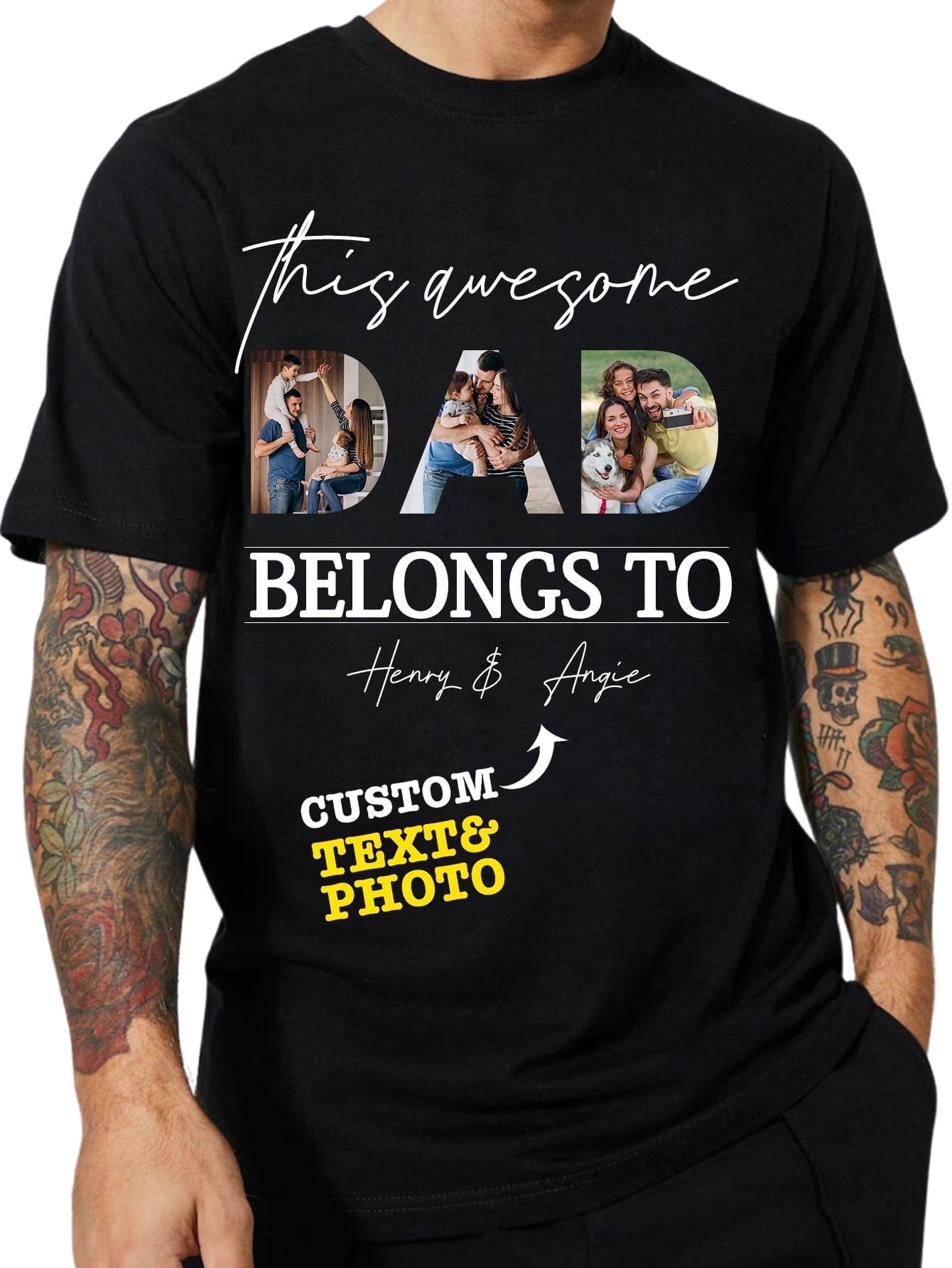 Personalized Fathers Day Gift for Dad, Customized Picture Cotton Men's ...