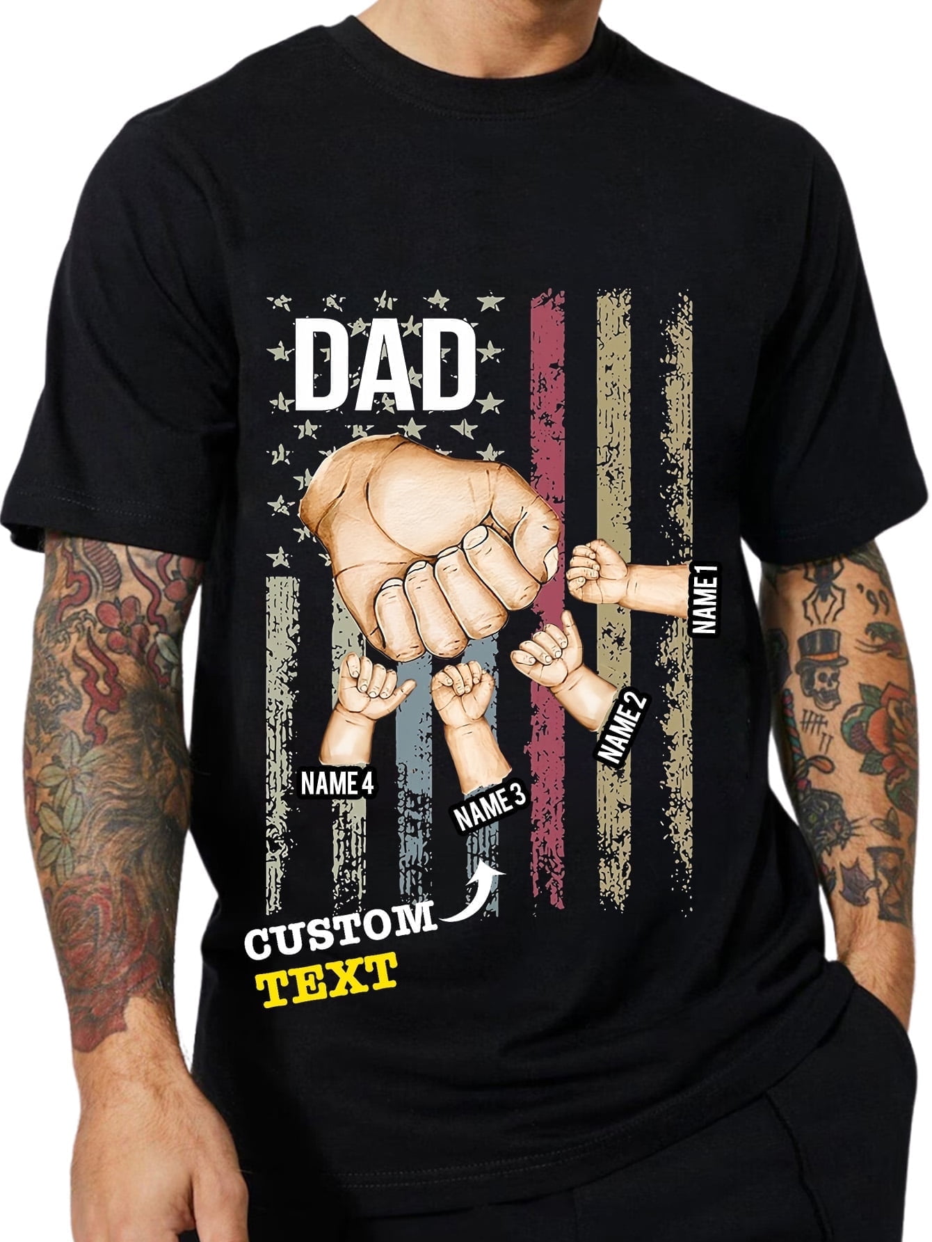 Personalized Fathers Day Gift for Dad, Fist Bump Dad T-Shirt 100% ...