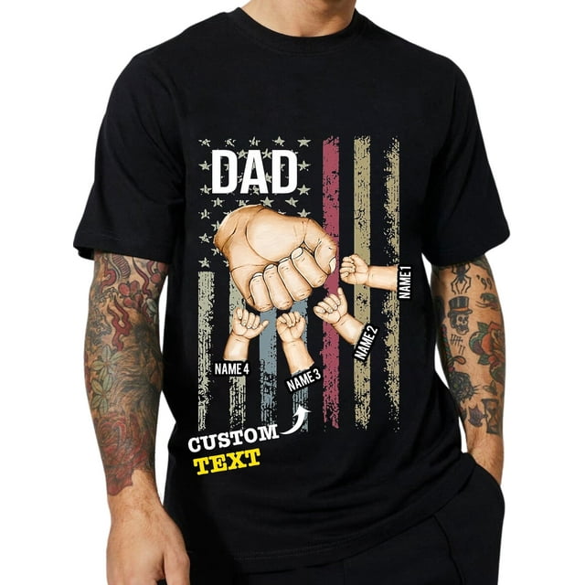Personalized Fathers Day Gift for Dad, Fist Bump Dad T-Shirt 100% Cotton Men's T-Shirts - Custom ...