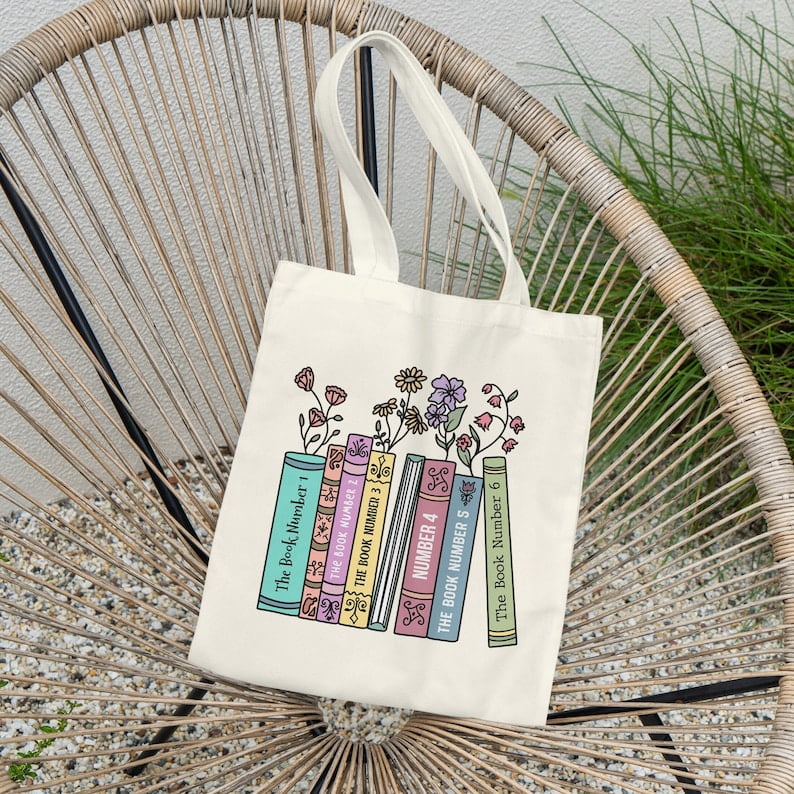 Personalized Favorite Books Tote Bag | Book Shelf Shopper | Gift for ...
