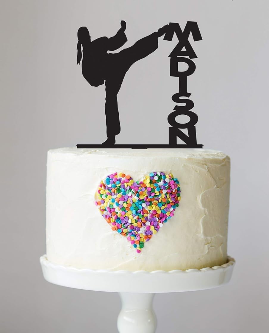 Personalized Female Karate Kick Cake Topper with Keepsake Base, Karate Decor, Cake Topper ...
