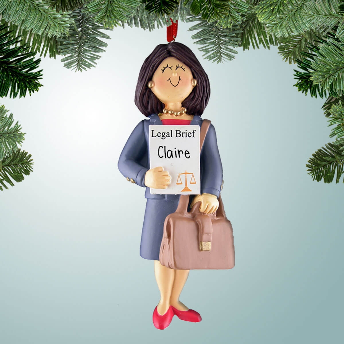 Personalized Female Lawyer with Legal Brief - Brown Christmas Ornament ...