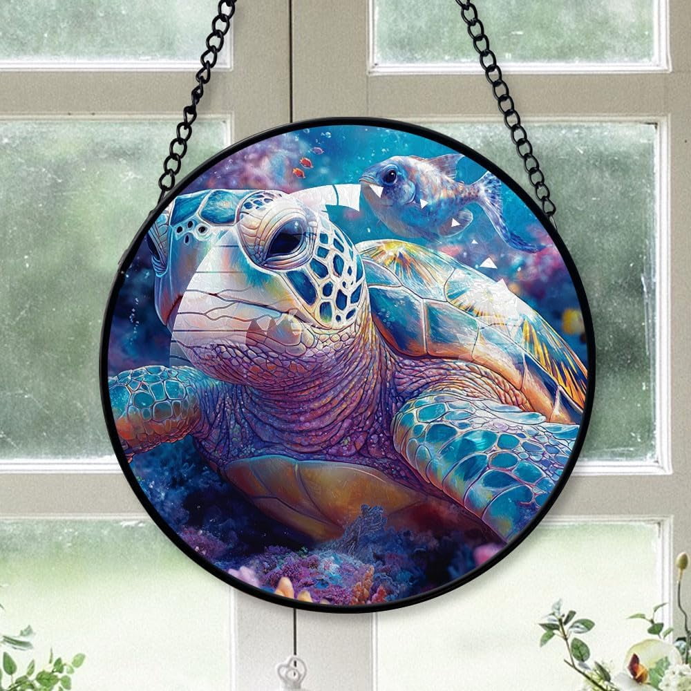 Personalized Fierce Turtle Suncatcher Stained Glass Suncatchers, Fierce ...