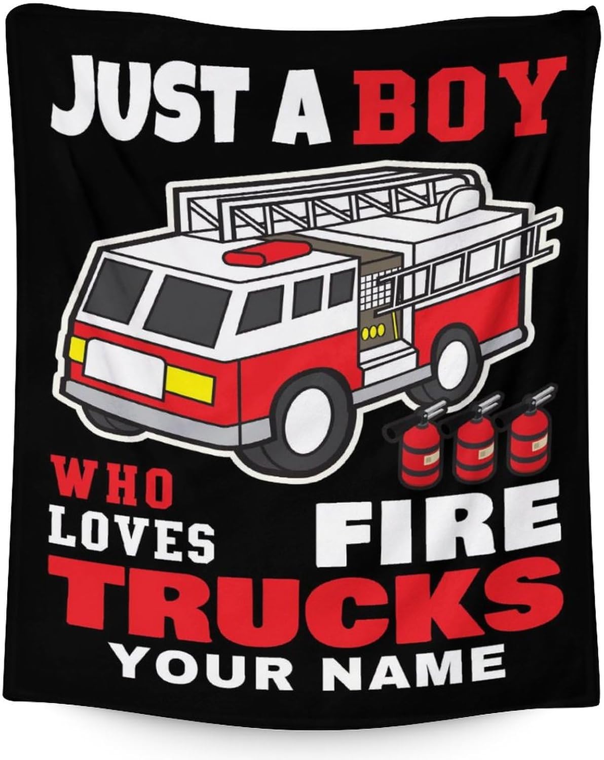 Personalized Fire Truck Blanket with Name- Soft, Fuzzy & Warm- 30x40 ...