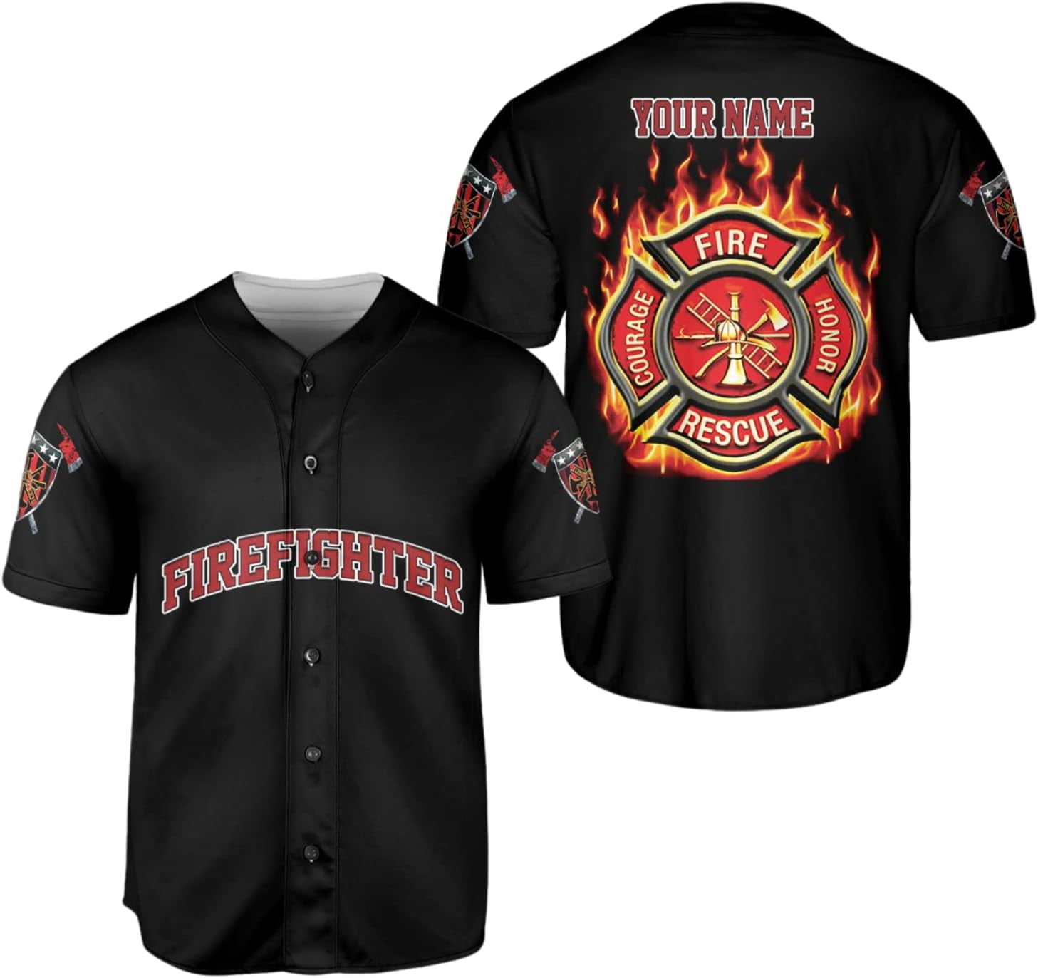 Personalized Firefighter Baseball Jersey, Custom Name Fire Man ...