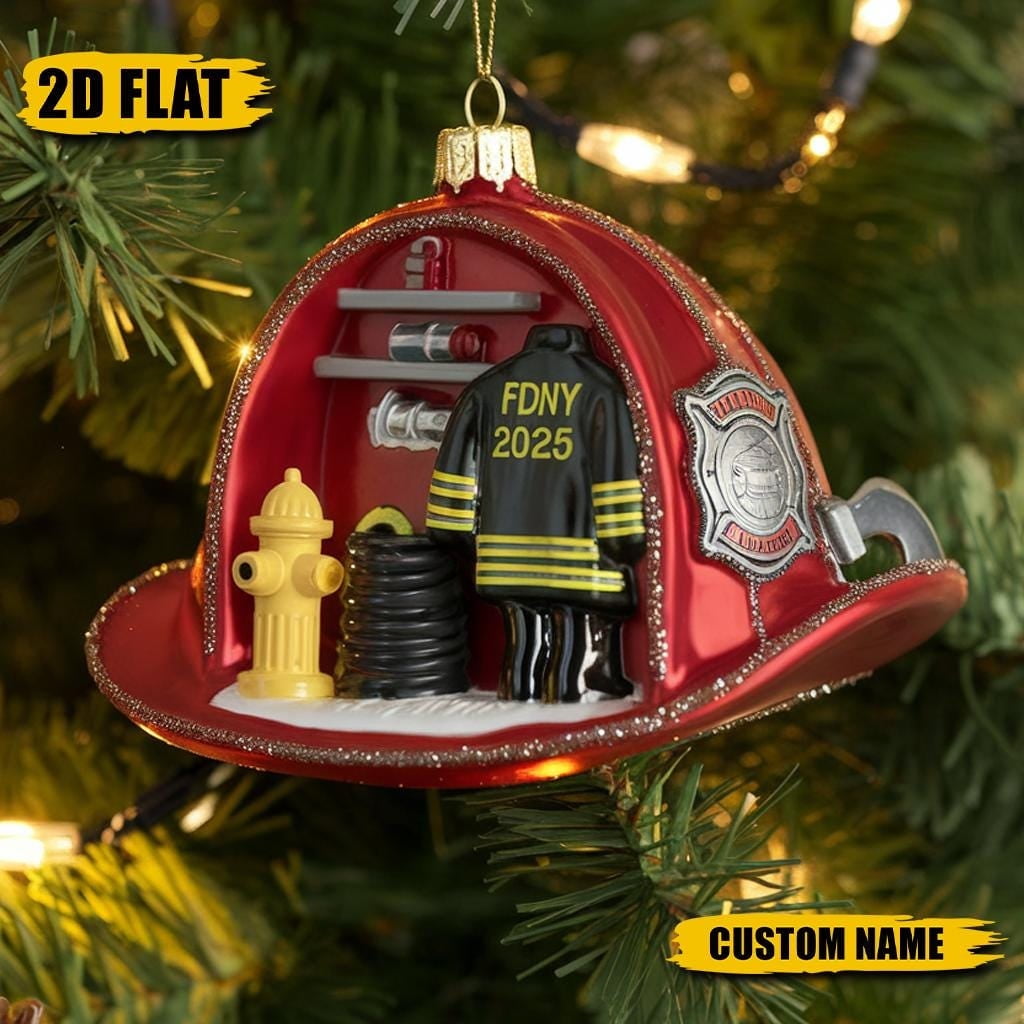Personalized Firefighter Christmas Ornament - Custom Name &Year Helmet ...