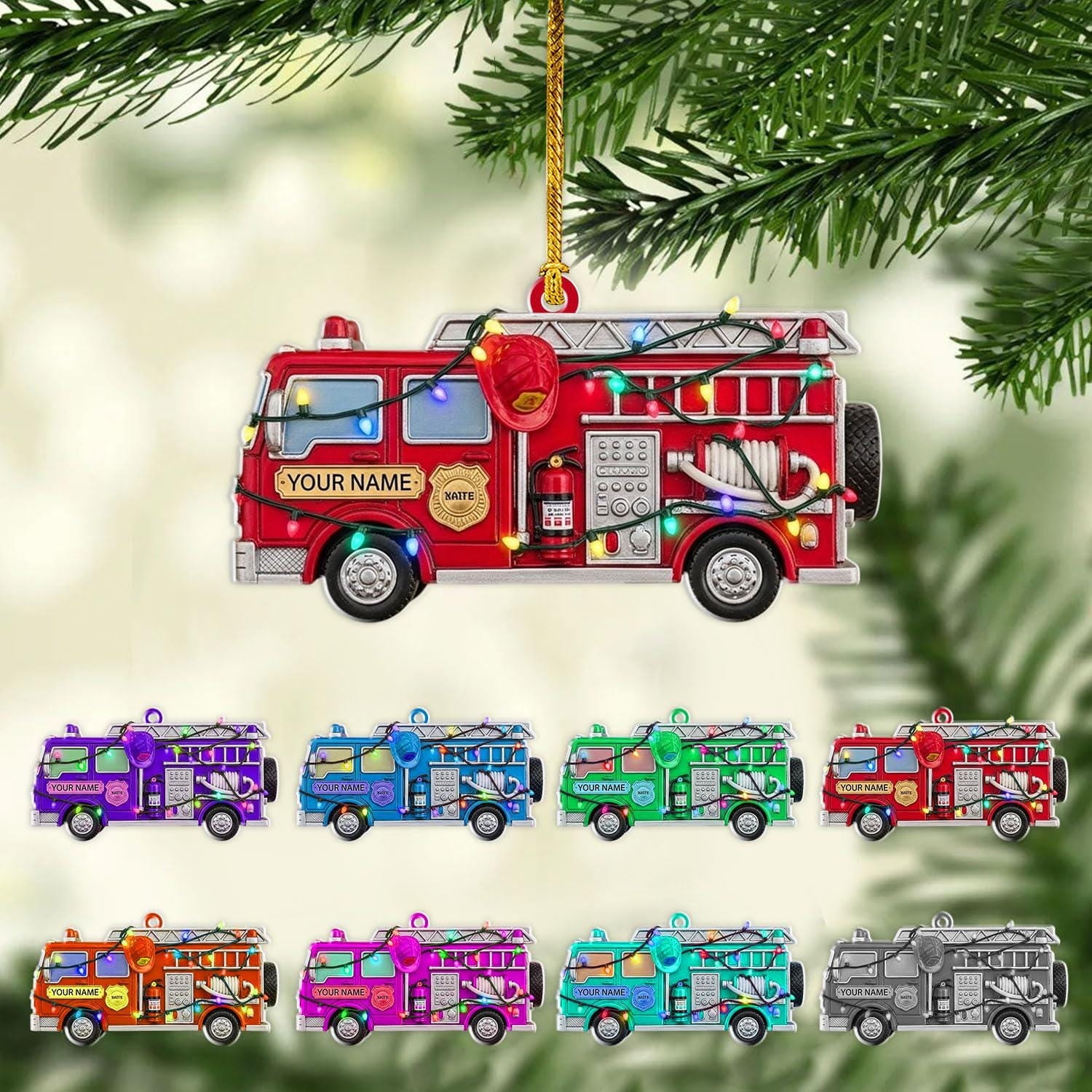 Personalized Firefighter Ornament 2025, Custom Name Fire Truck Ornament ...