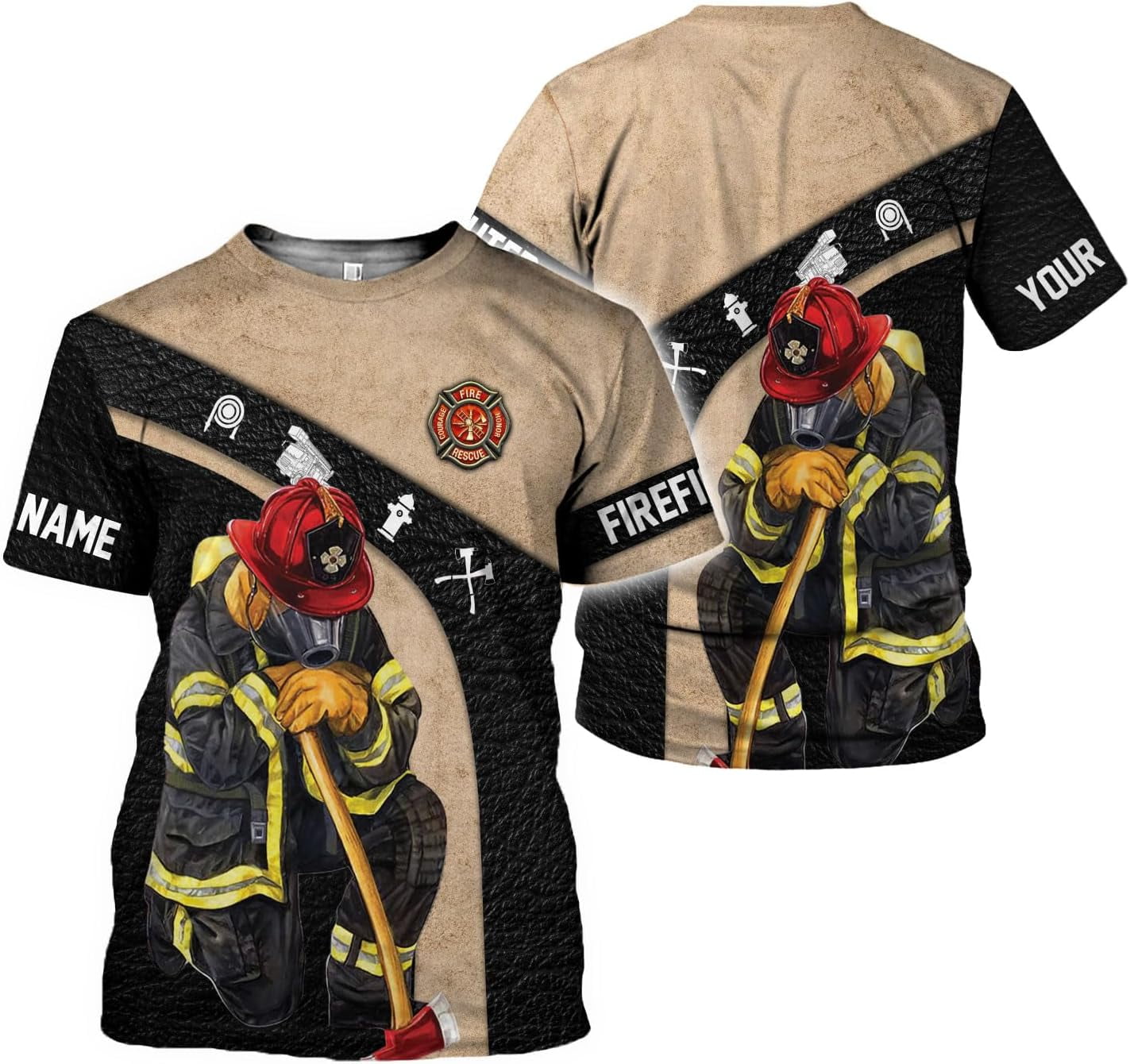 Personalized Firefighter Shirt Custom Name Fire Man Firefighter Gift ...