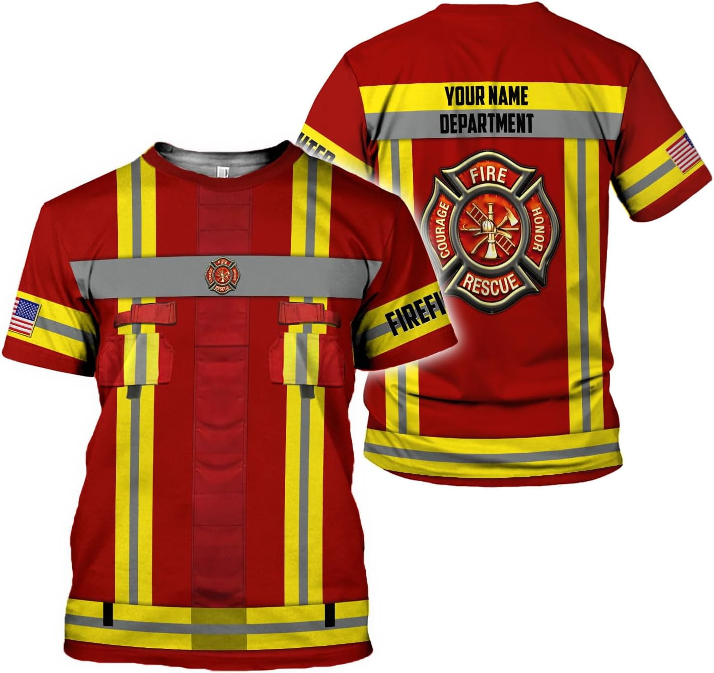 Personalized Firefighter Shirt Custom Name Fire Man Firefighter Gift ...