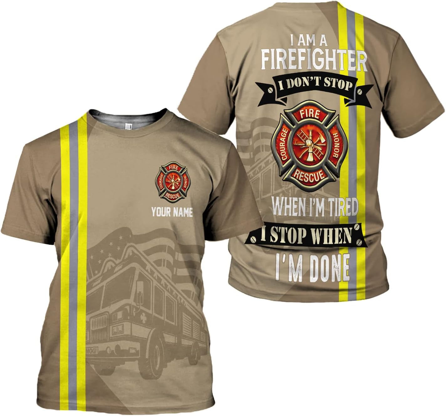 Personalized Firefighter Shirt Custom Name Fire Man Firefighter Gift ...