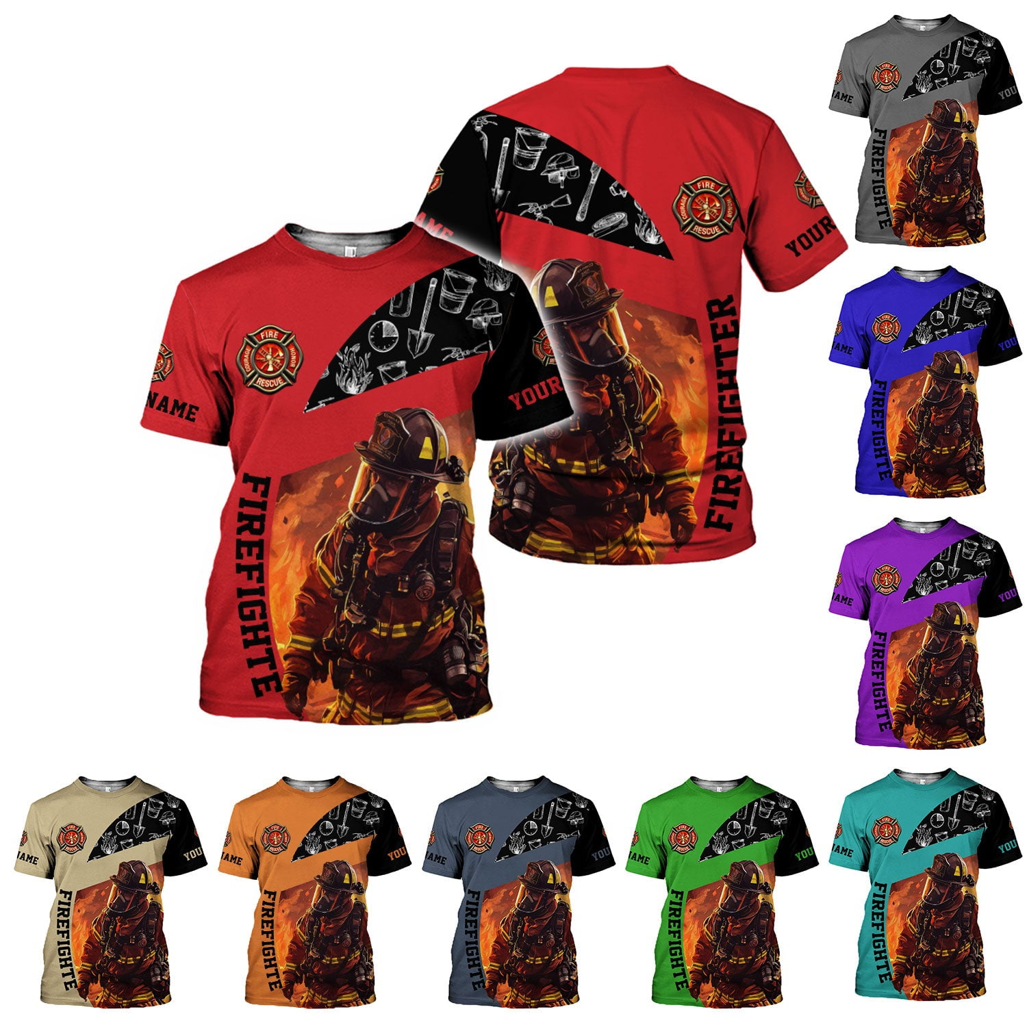 Personalized Firefighter Shirt for Men, Custom Name Fire Man ...