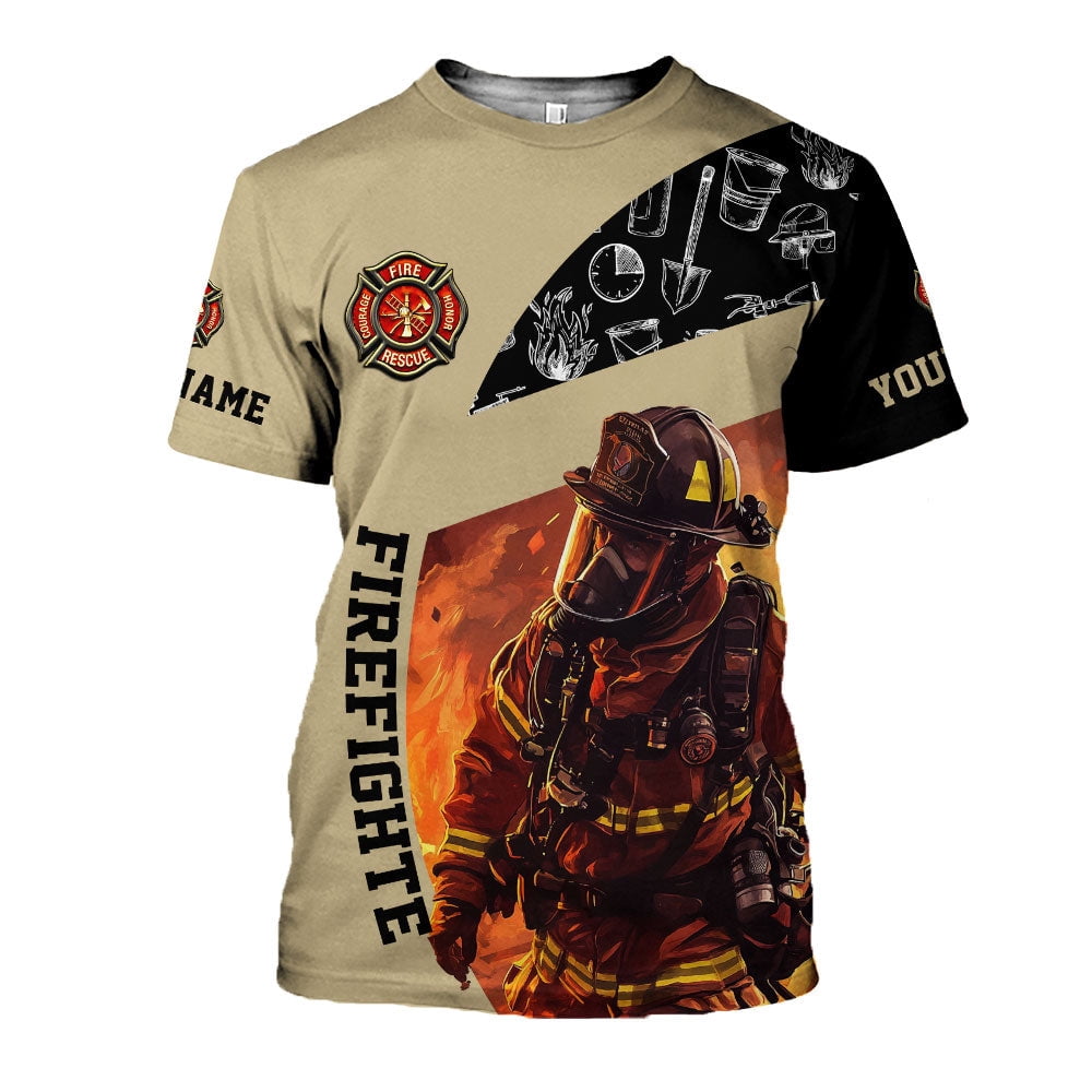 Personalized Firefighter Shirt for Men, Custom Name Fire Man ...