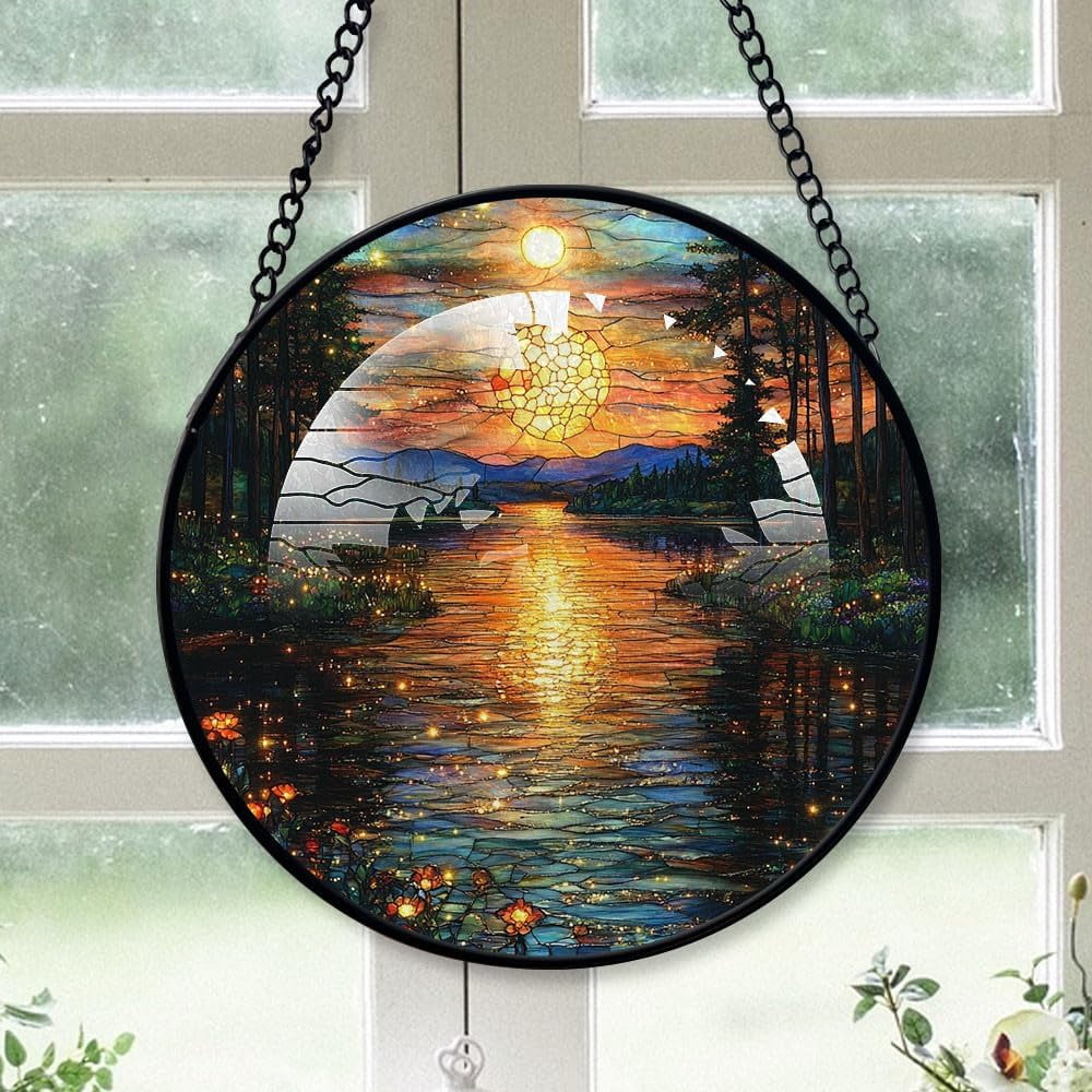 Personalized Fireflies Sky Stained Glass Suncatcher Artistic Window ...