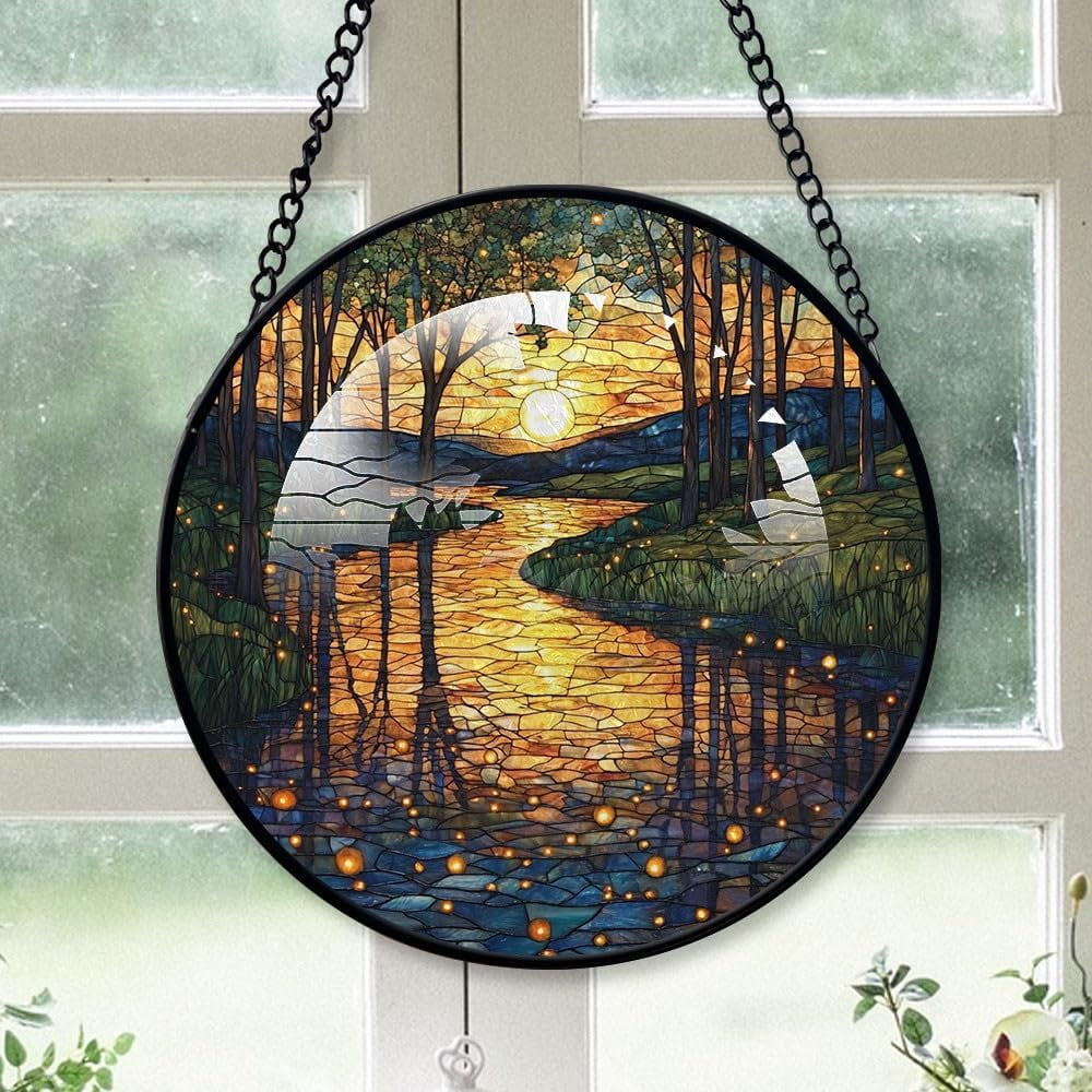 Personalized Fireflies Sky Suncatcher Stained Glass, Fireflies Sky ...