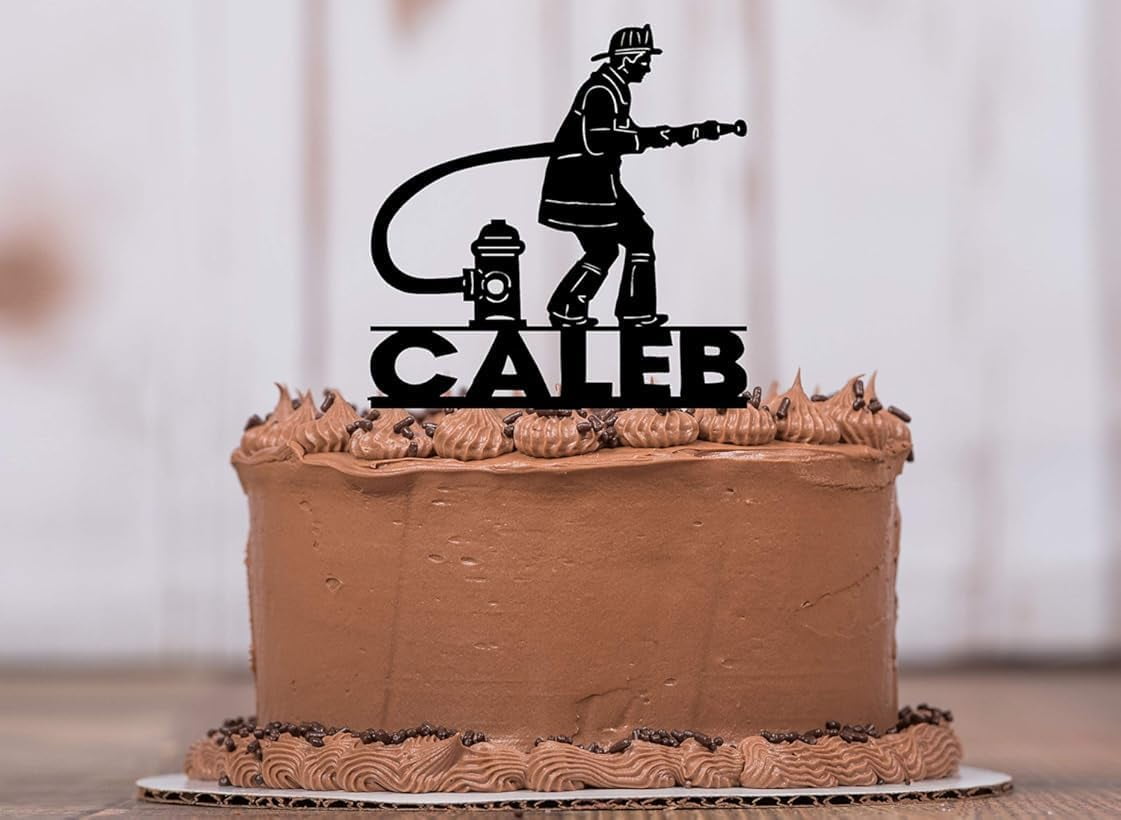Personalized Fireman Cake Topper, FireHose, Firetruck, Fire Hydrant ...