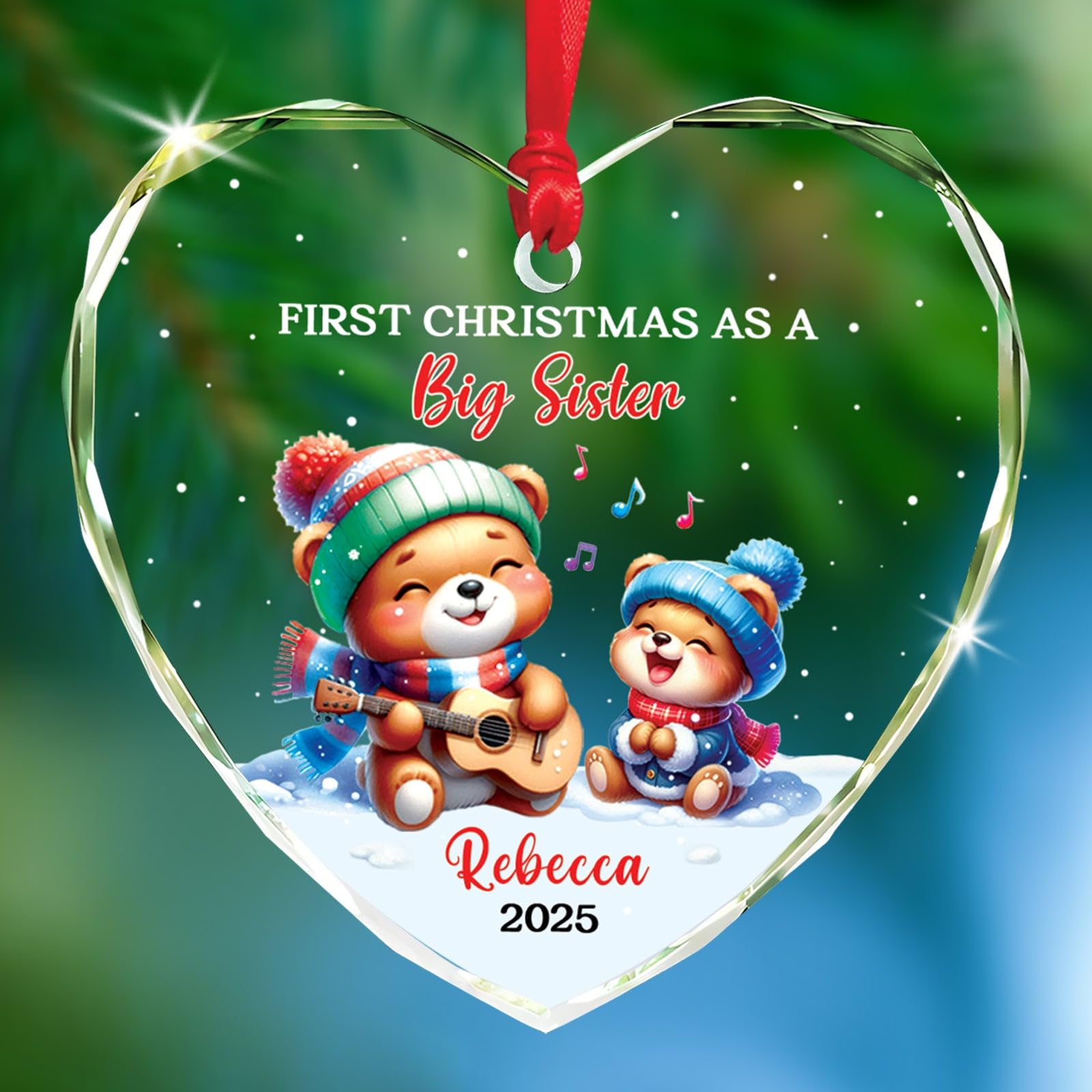 Personalized First Christmas As A Big Sister Glass Ornament, 1st Xmas ...