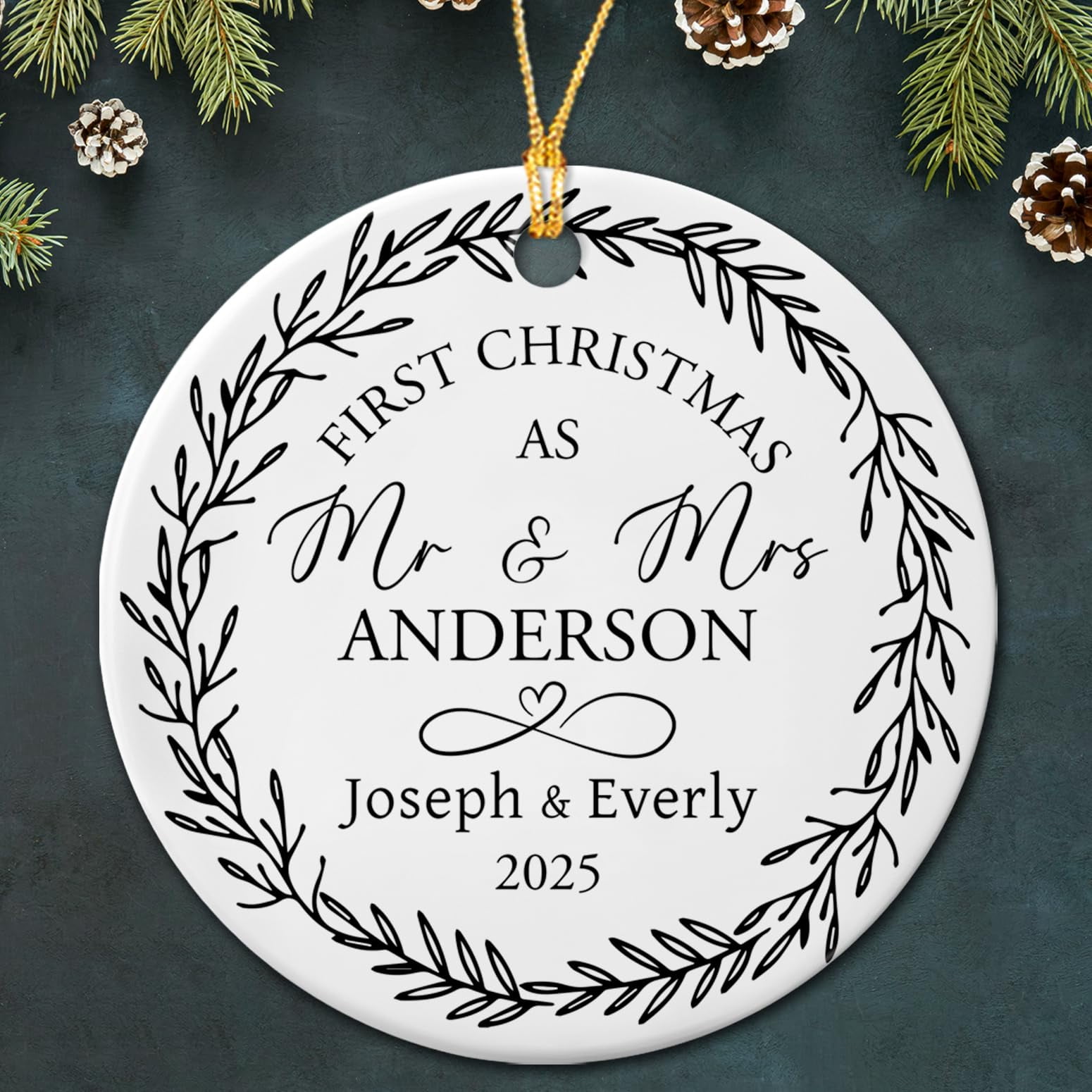 Personalized First Christmas As Mr & Mrs Ceramic Ornament Gift, 1st ...