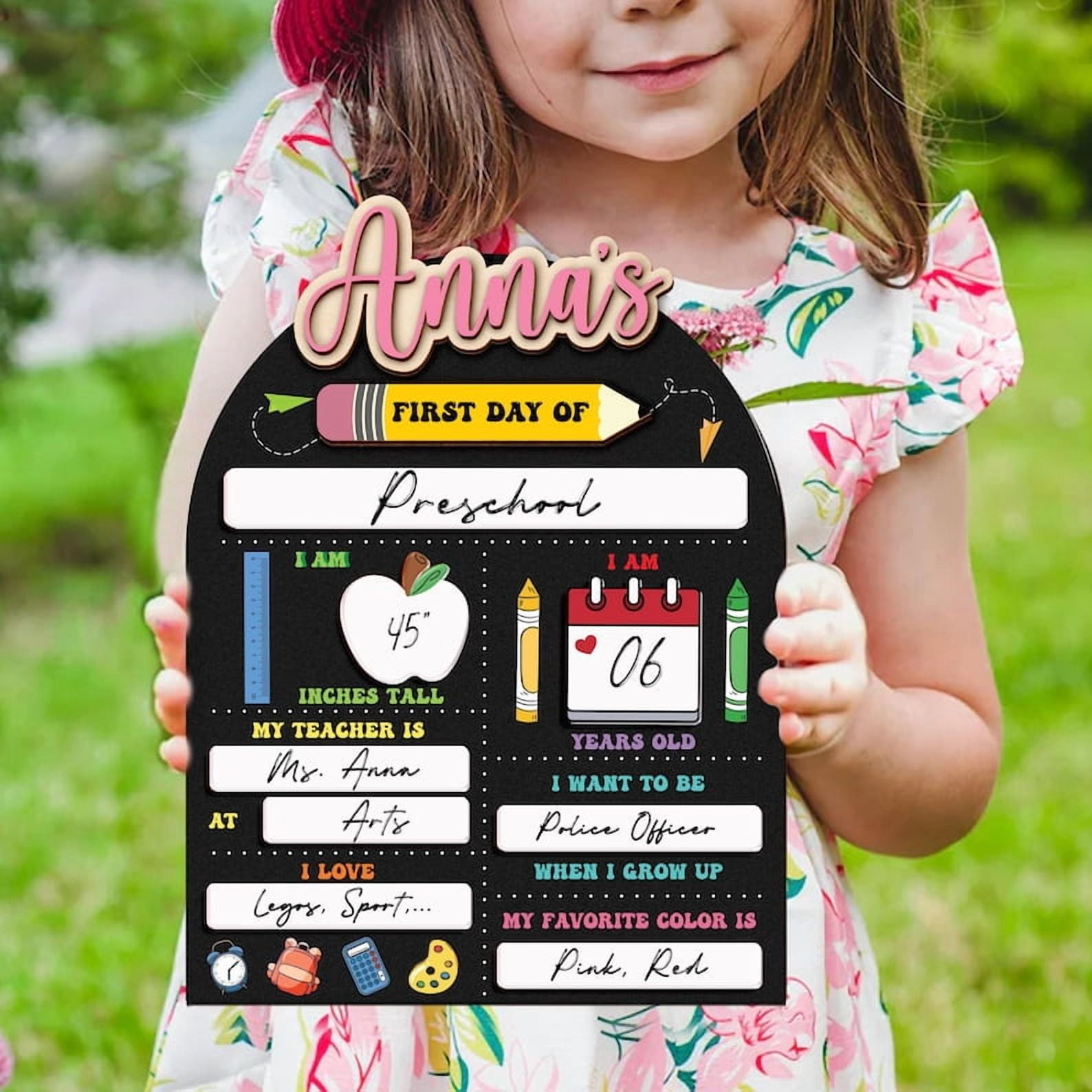 Personalized First Day of School Interchangeable Sign – Custom Name ...