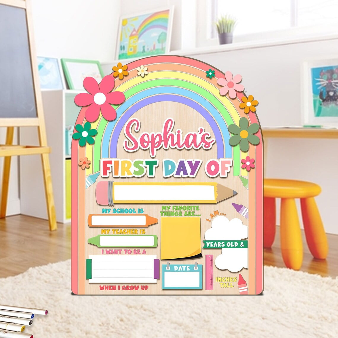 Personalized First & Last Day Of School Wooden Reusable School Sign ...