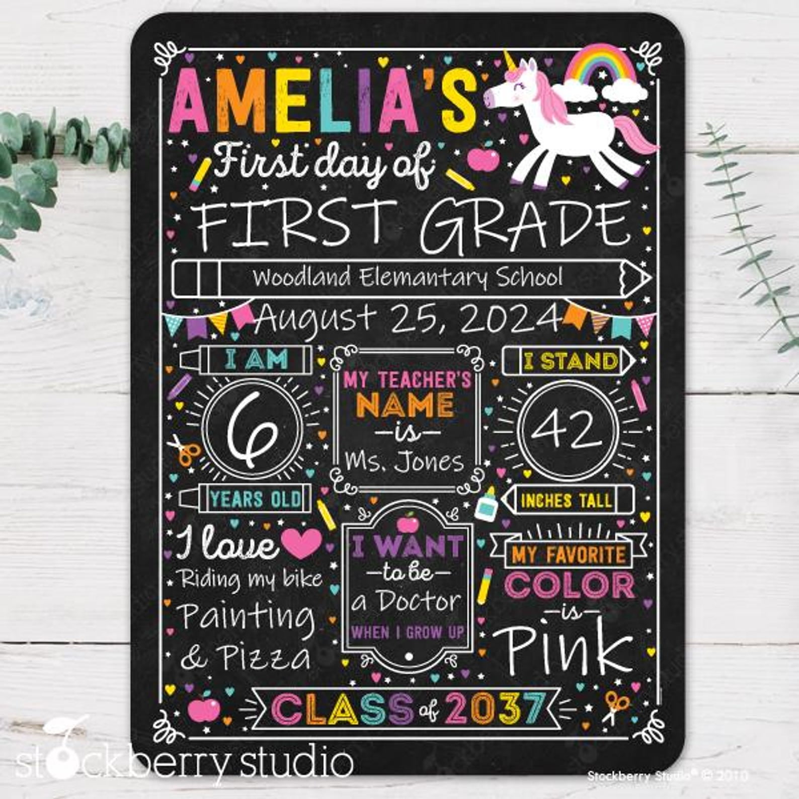 Personalized First & Last Day of School Dry Erase Sign – Reusable Back ...