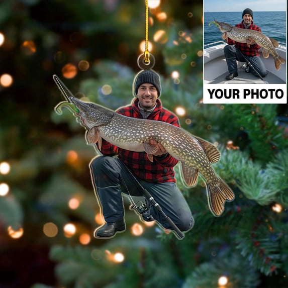 Personalized Fishing Photo 2D Flat Ornament 2025 + Custom Image ...